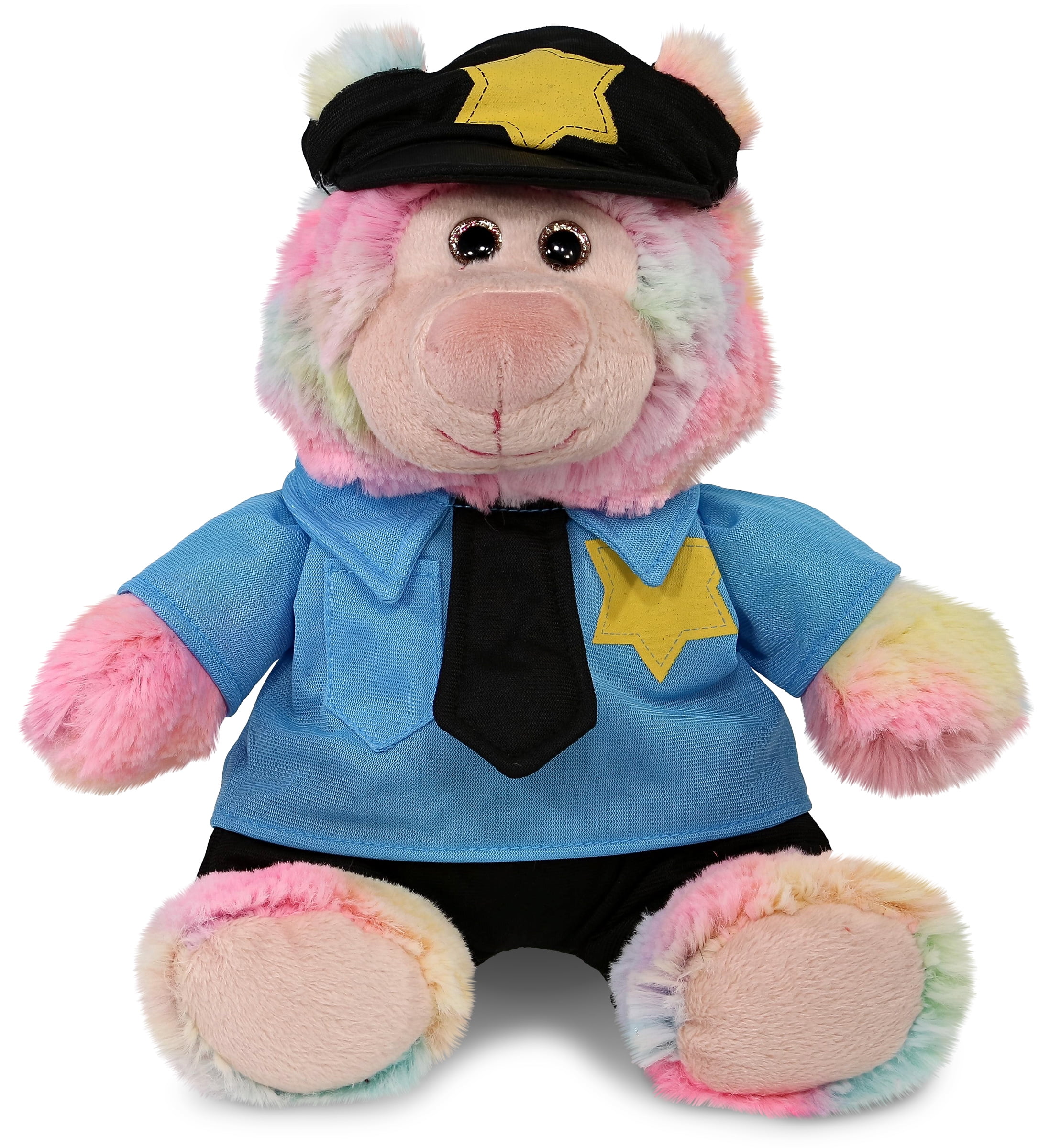 DolliBu Rainbow Bear Police Officer Plush Toy – Super Soft Rainbow Bear ...
