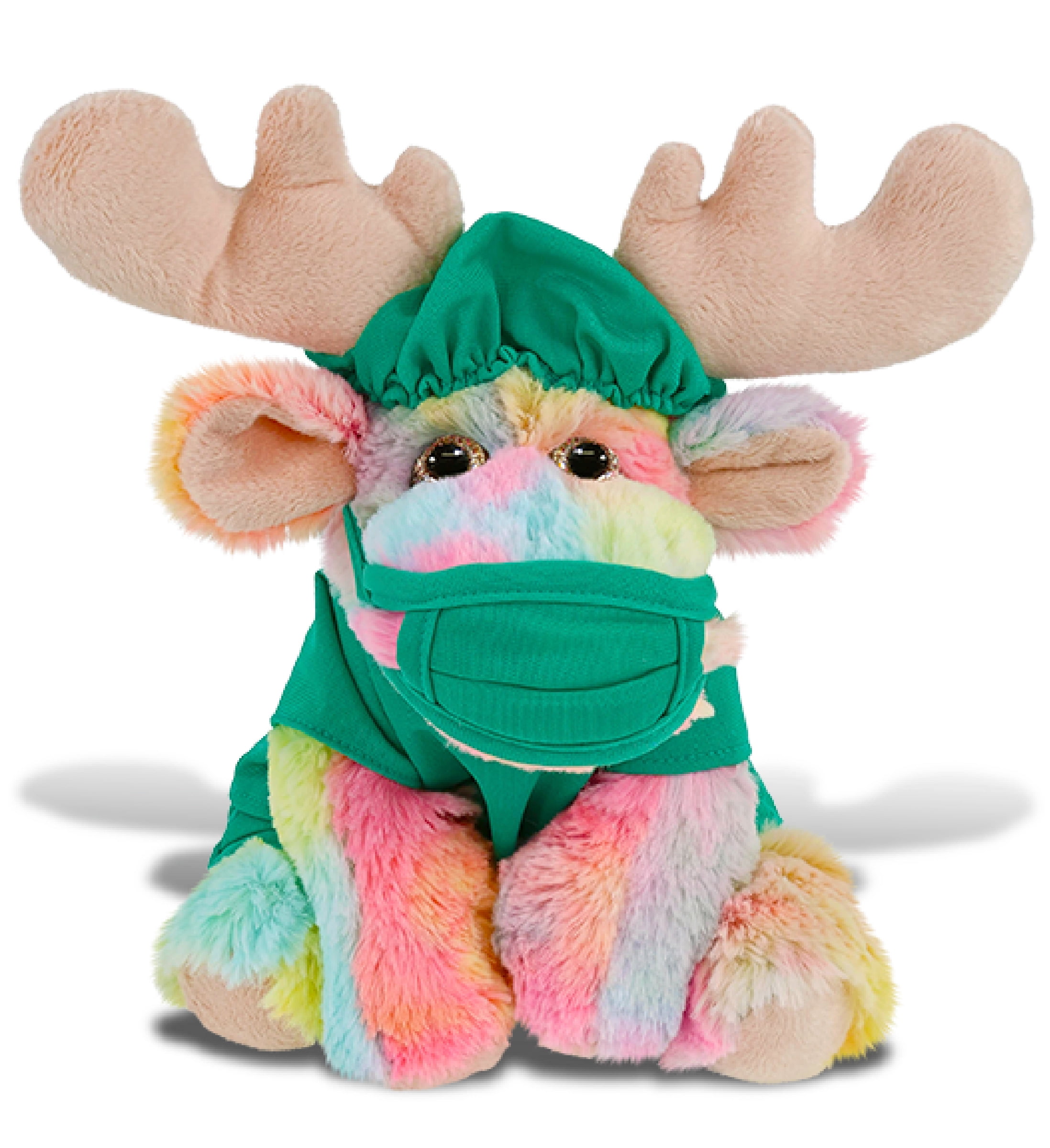 DolliBu Rainbow Floppy Moose Doctor Plush Toy - Super Soft Moose Doctor ...