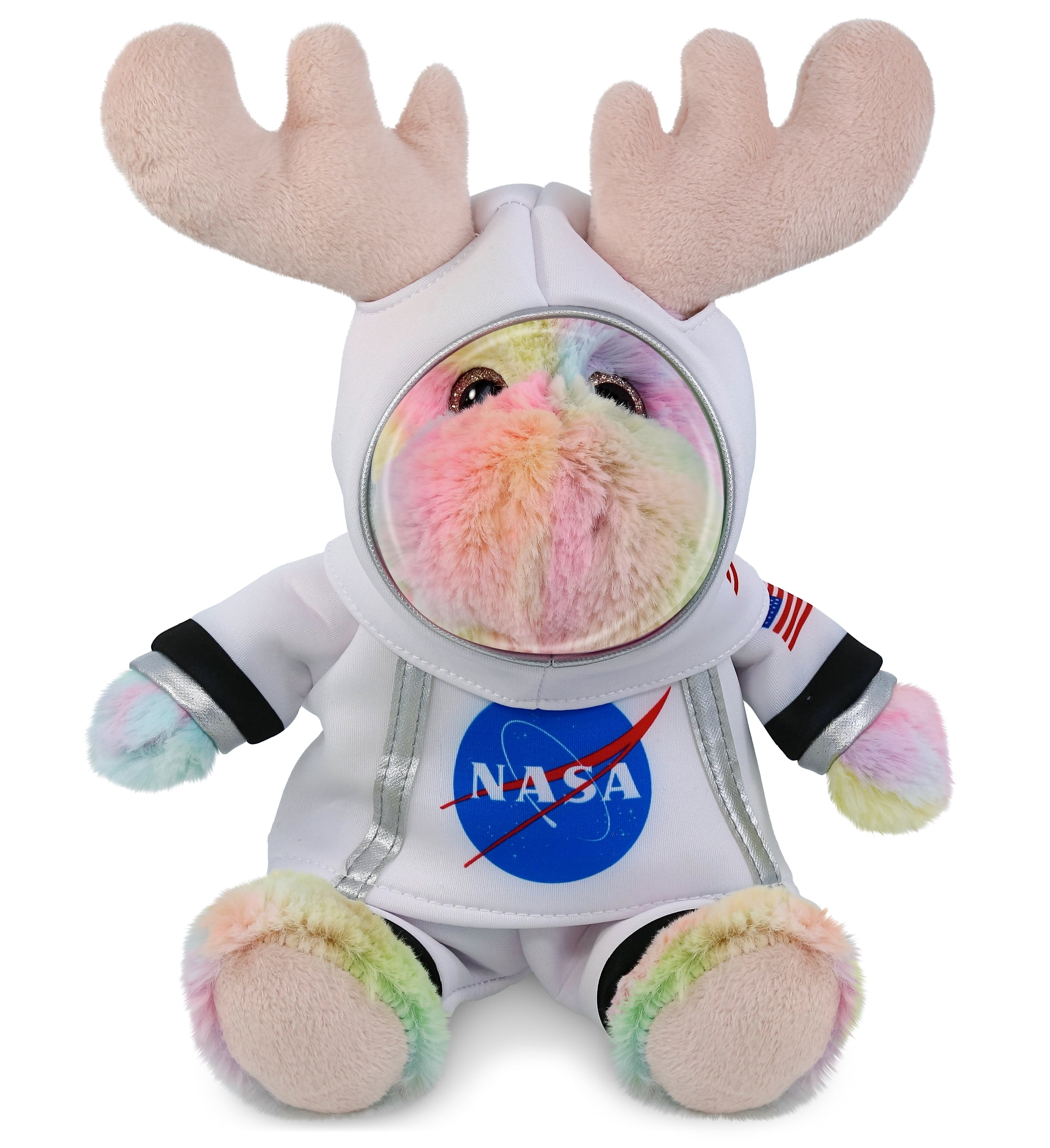 DolliBu Rainbow Moose Astronaut Plush Toy - Super Soft Moose Plush ...
