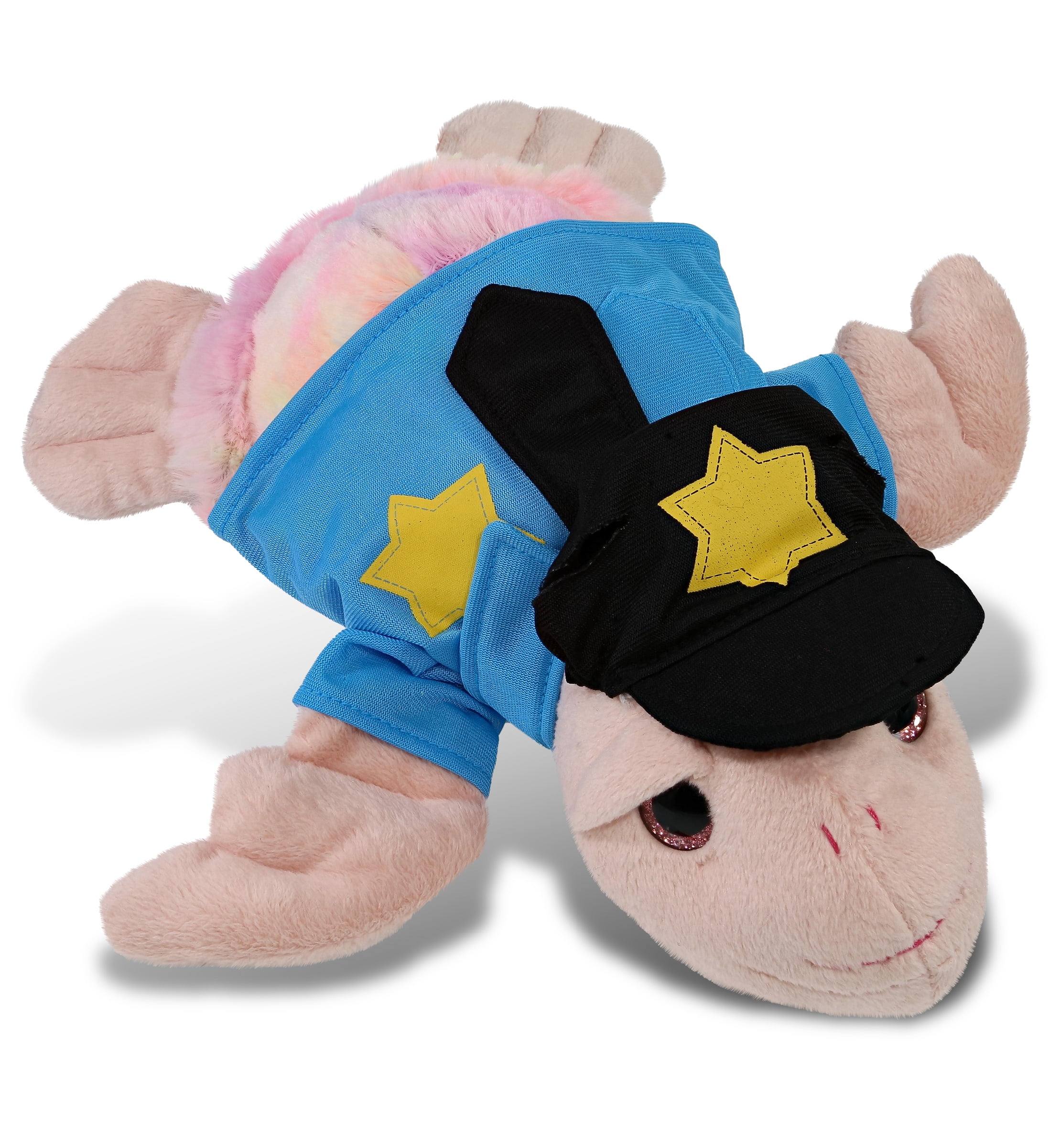 DolliBu Rainbow Pink Sea Turtle Police Officer Plush Toy – Super Soft ...