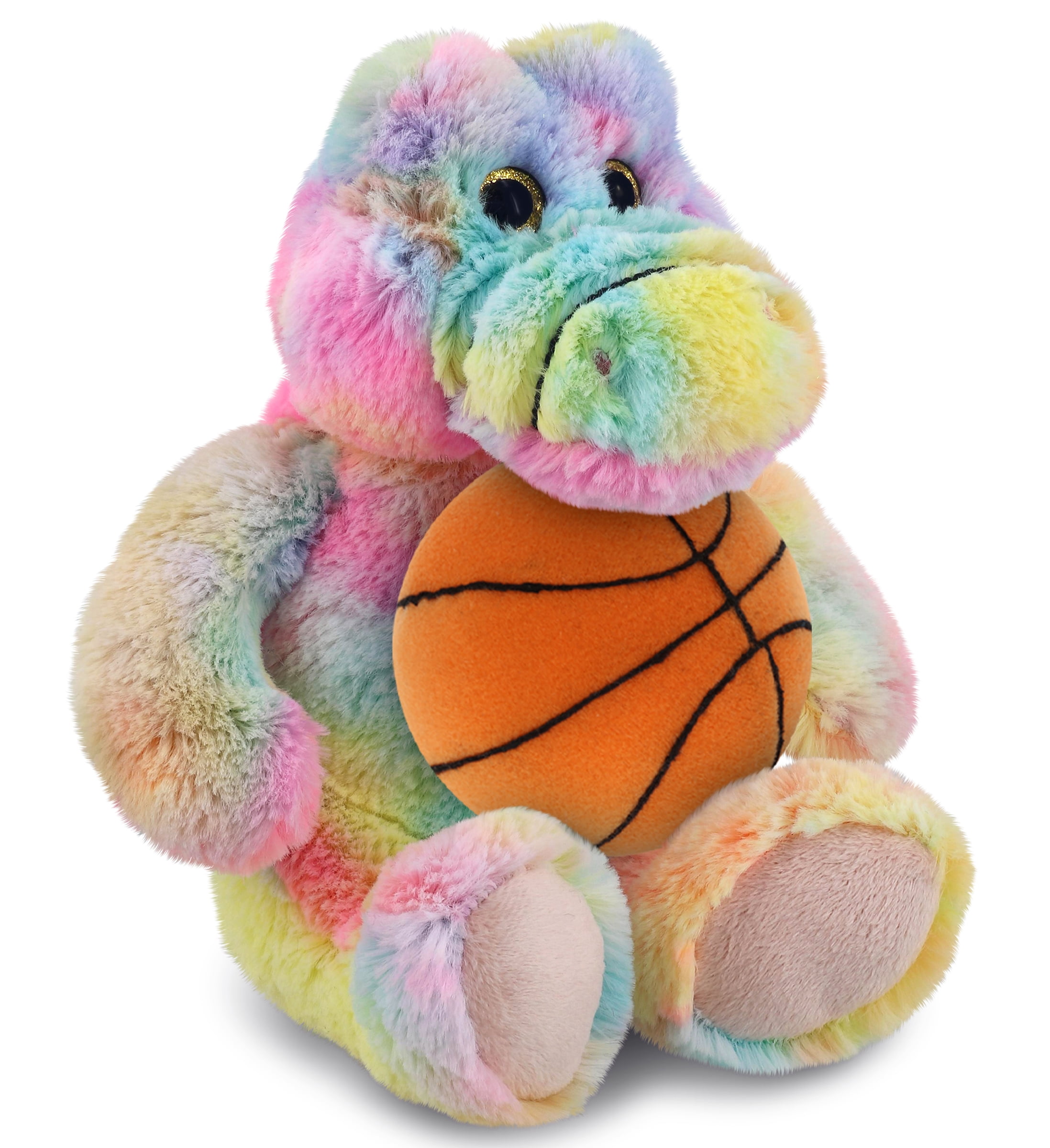 DolliBu Rainbow Sitting Alligator Stuffed Animal with Basketball Plush ...
