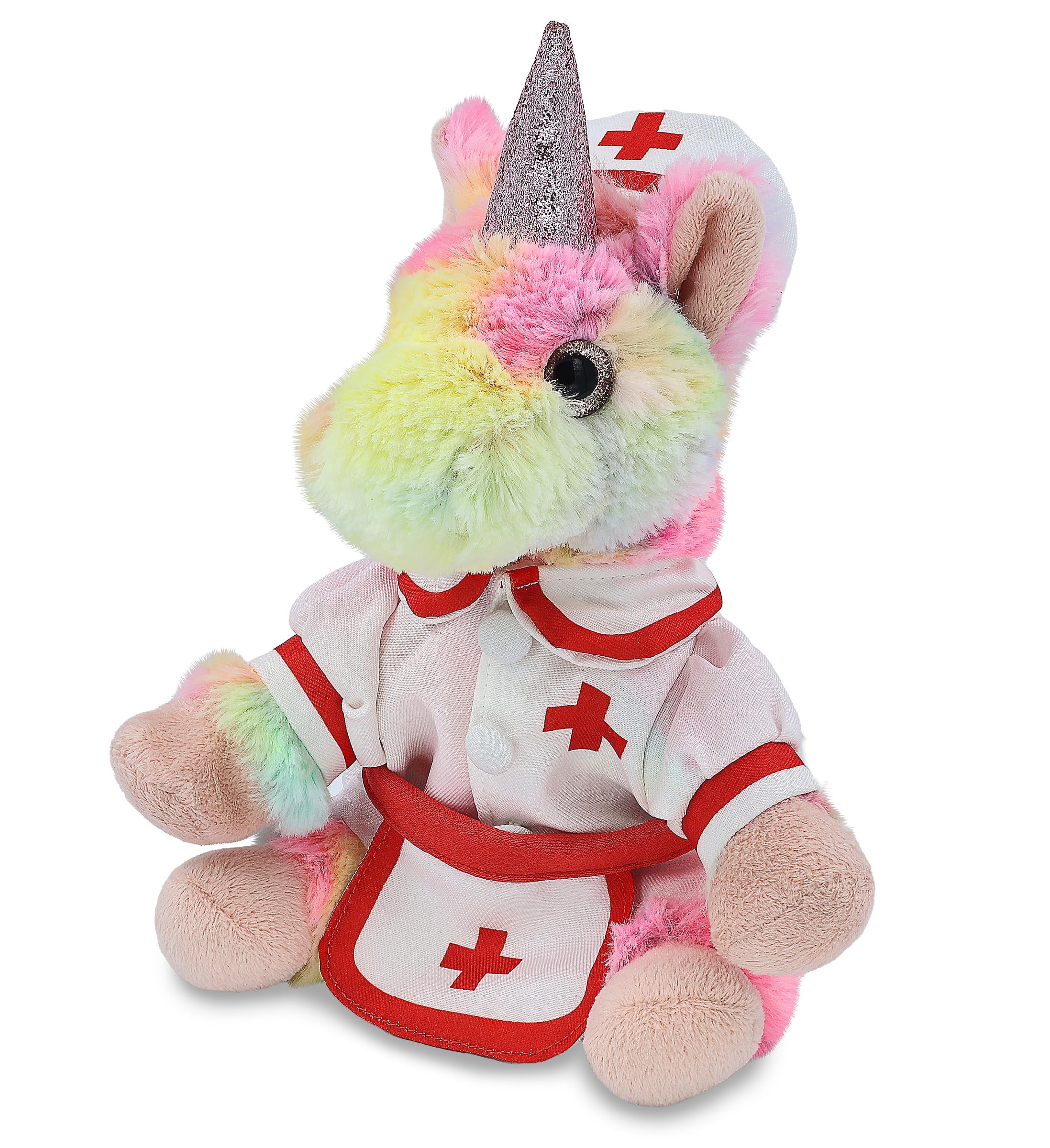 DolliBu Rainbow Unicorn Plush with Nurse Stuffed Animal Dress Up Set ...