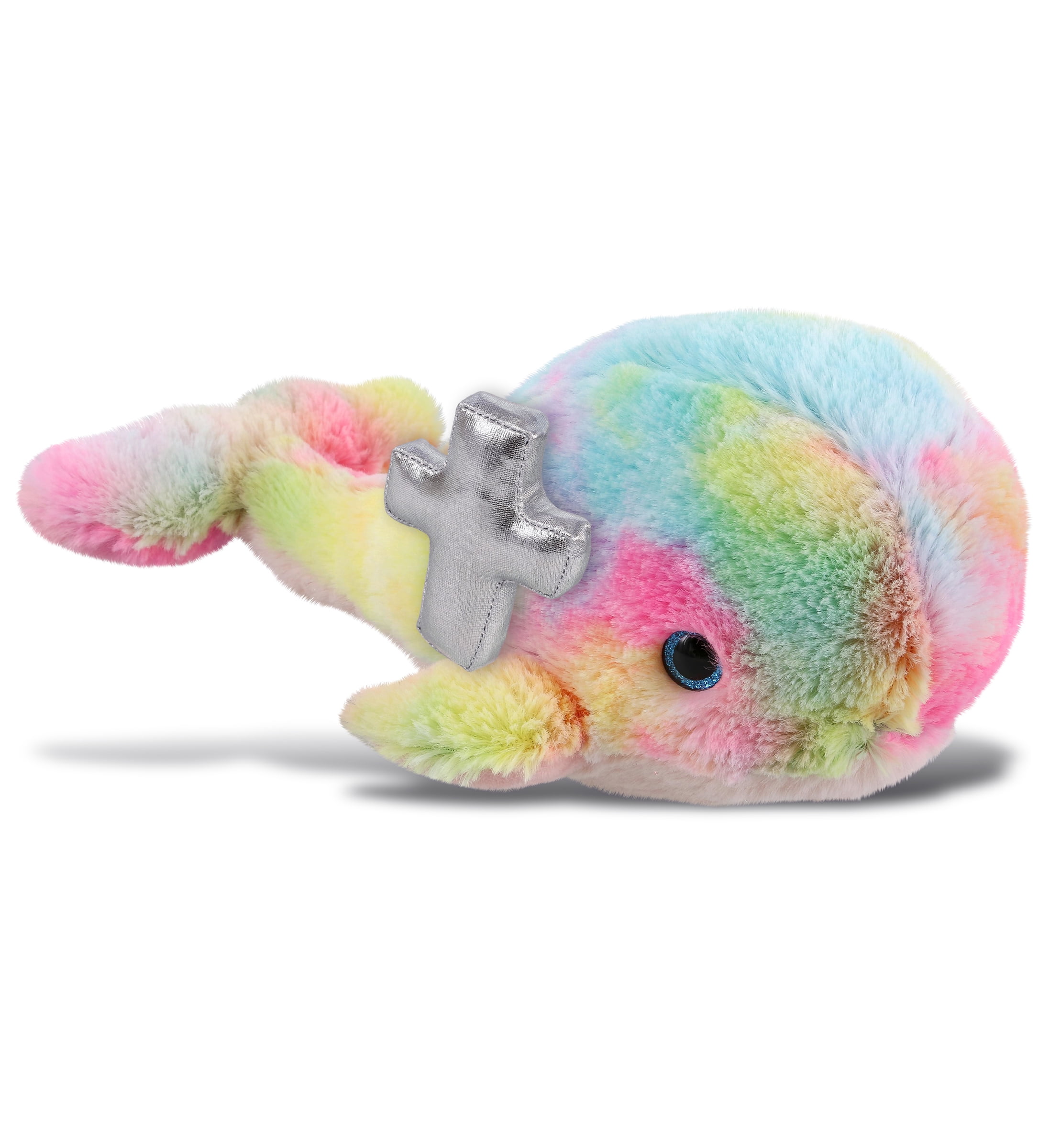 DolliBu Rainbow Whale Large Stuffed Animal with Silver Cross Plush ...