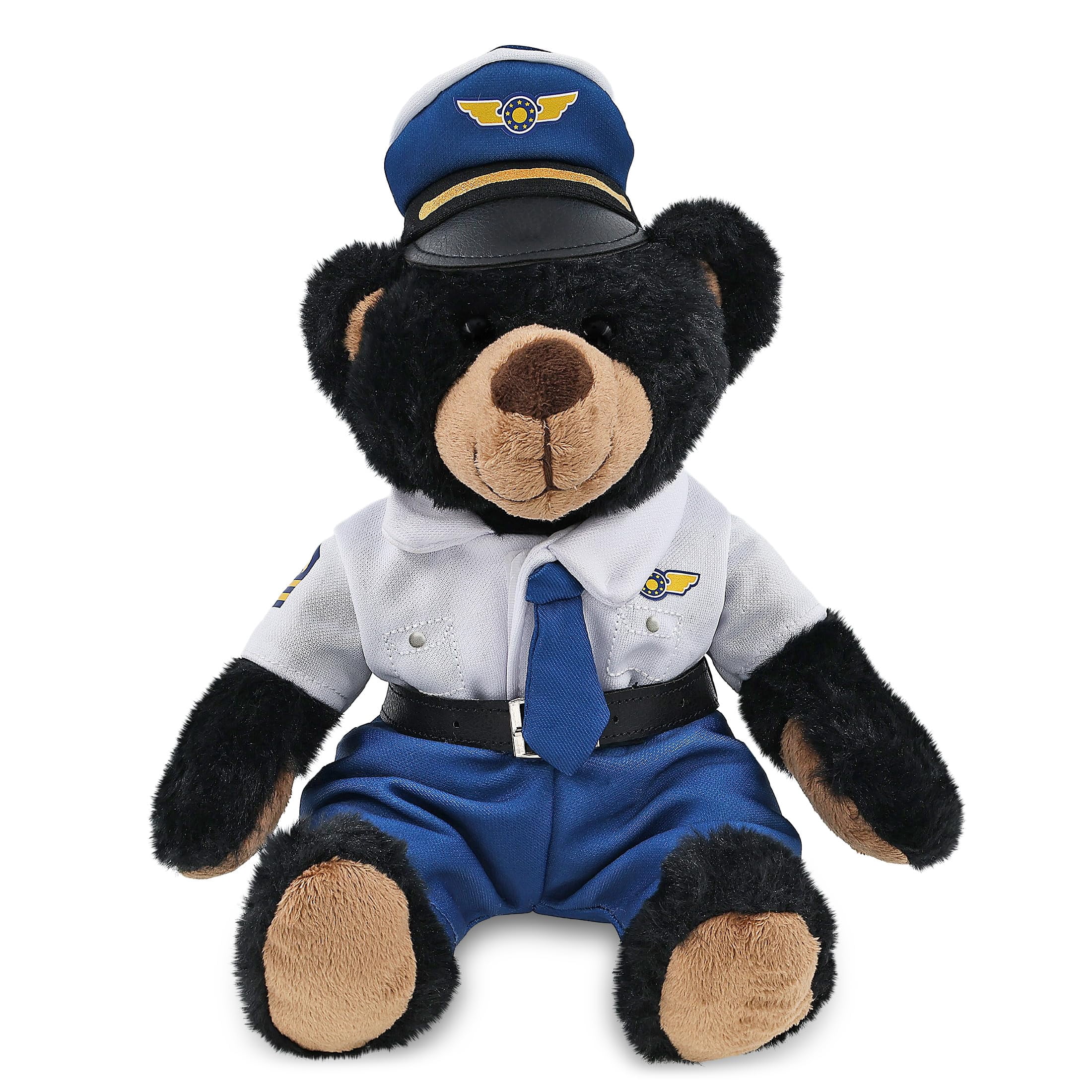 DolliBu Red Plaid Hoodie Black Bear Stuffed Animal with Pilot Costume ...