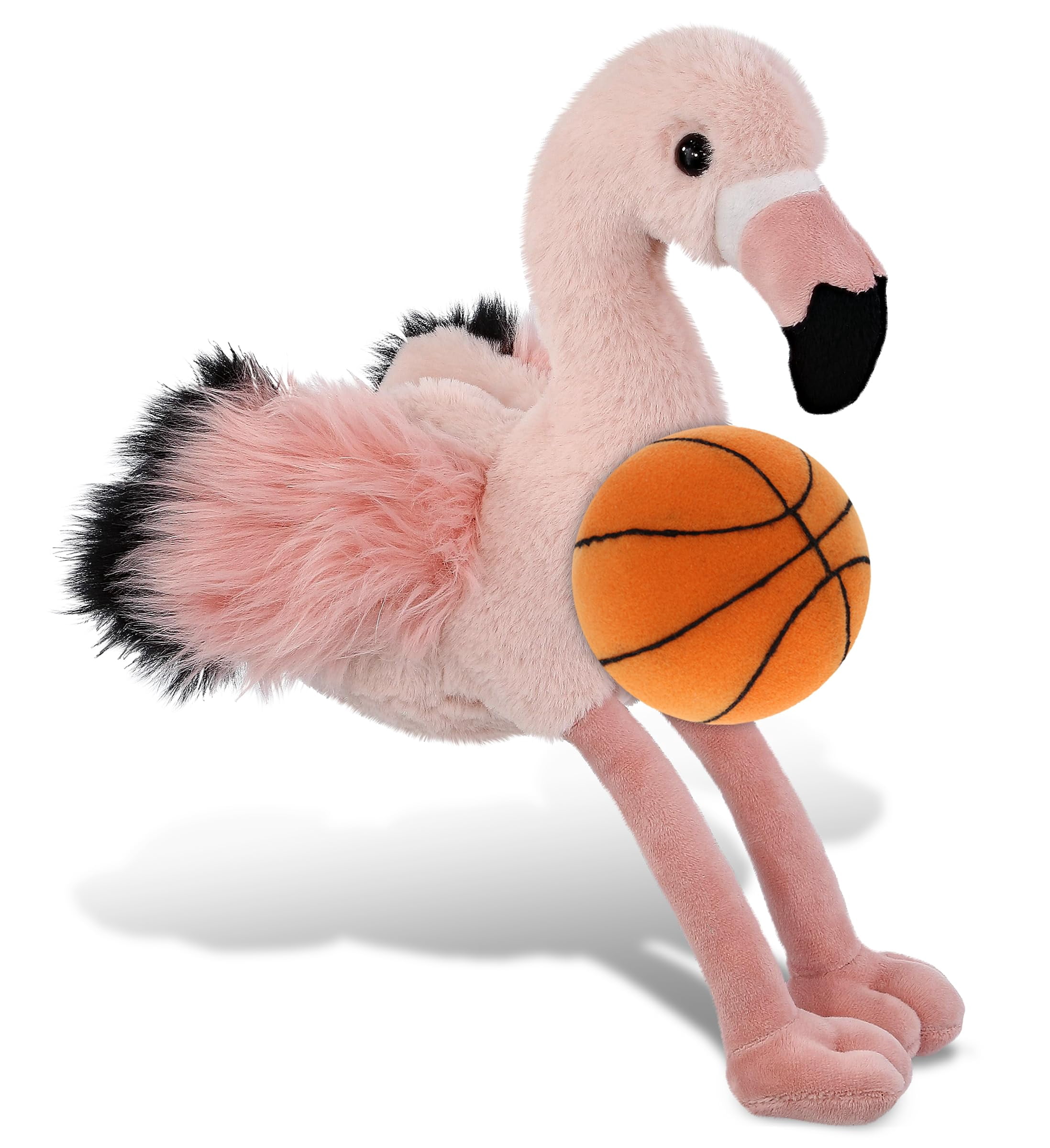 DolliBu Rose Flamingo Stuffed Animal with Basketball Plush – Soft ...