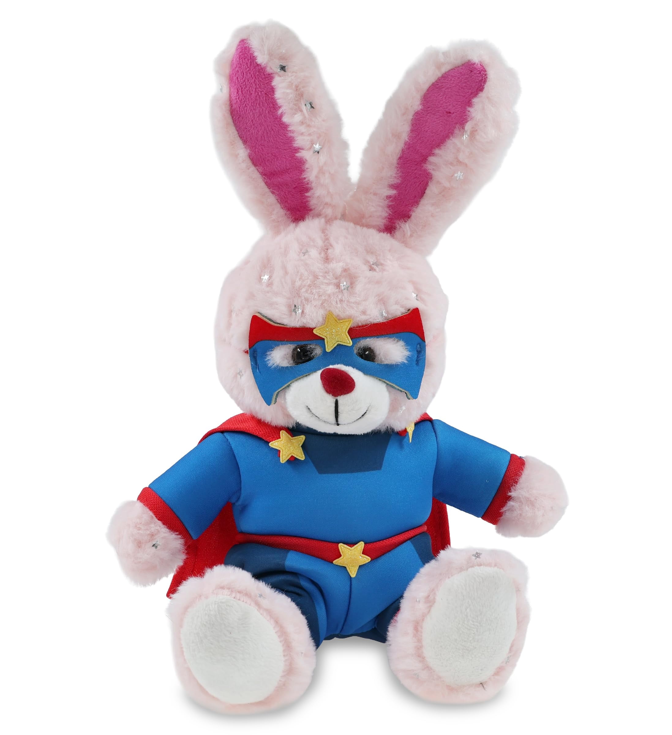 DolliBu Rose Gold Bunny Plush Stuffed Animal with Superhero Costume ...