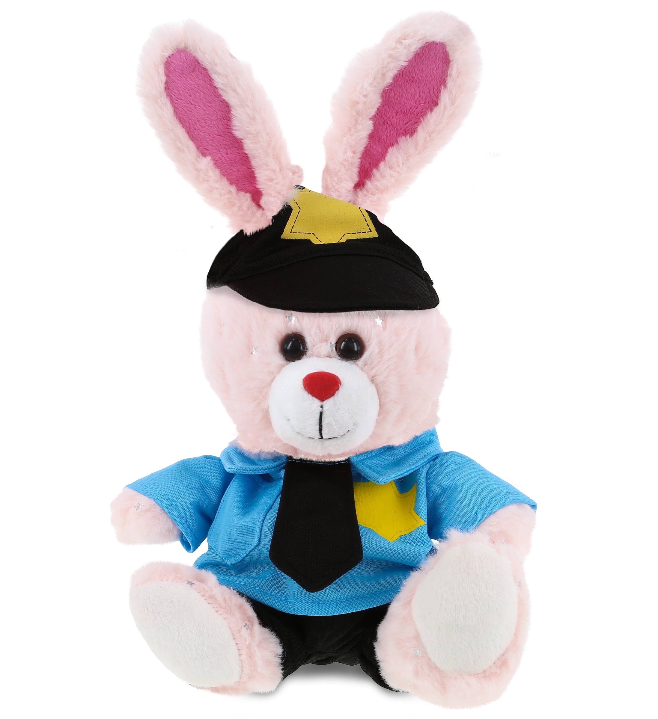 DolliBu Rose Gold Bunny Police Officer Plush Toy - Super Soft Bunny Cop ...