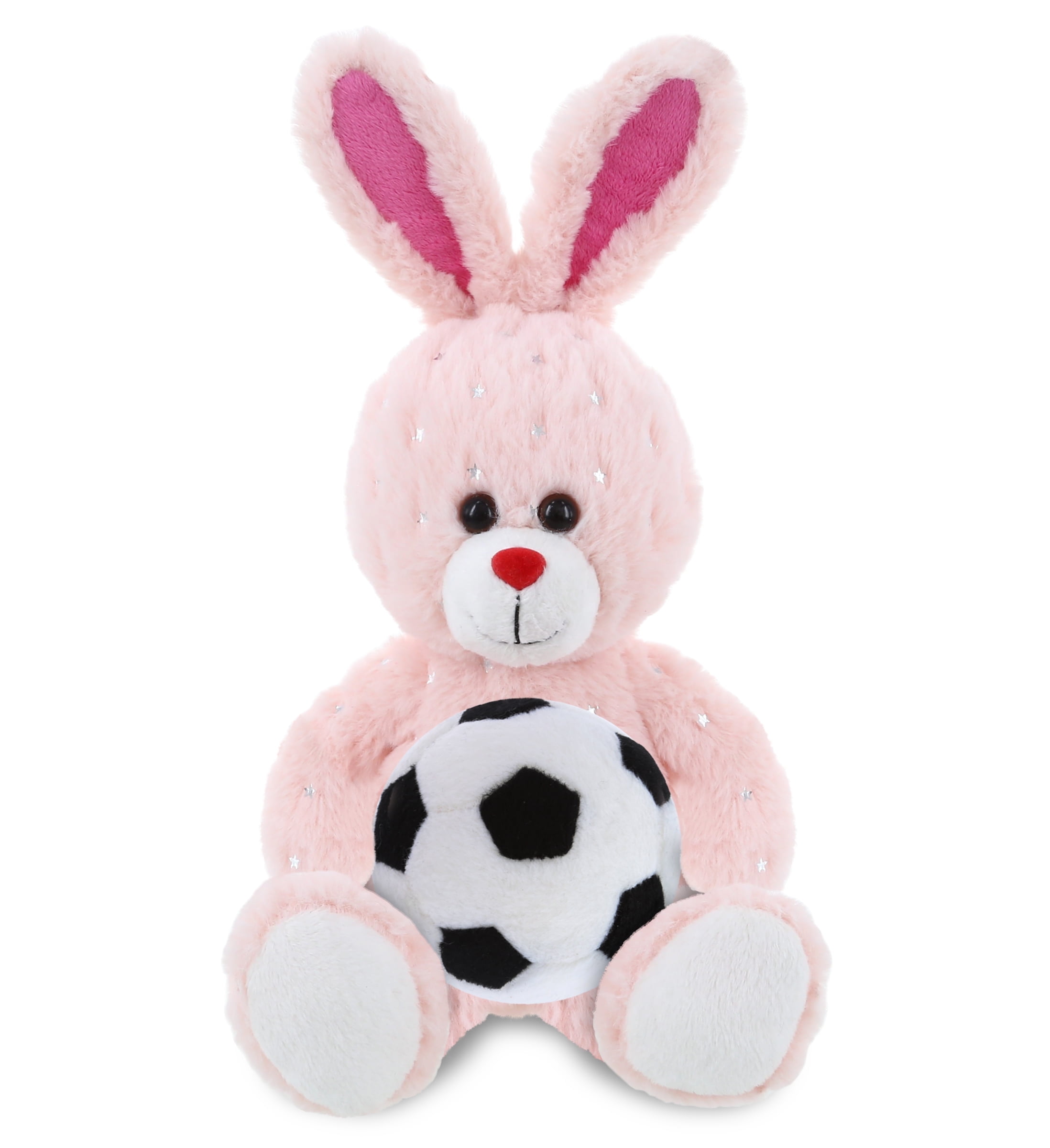 DolliBu Rose Gold Bunny Stuffed Animal with Soccer Ball Plush - Soft ...