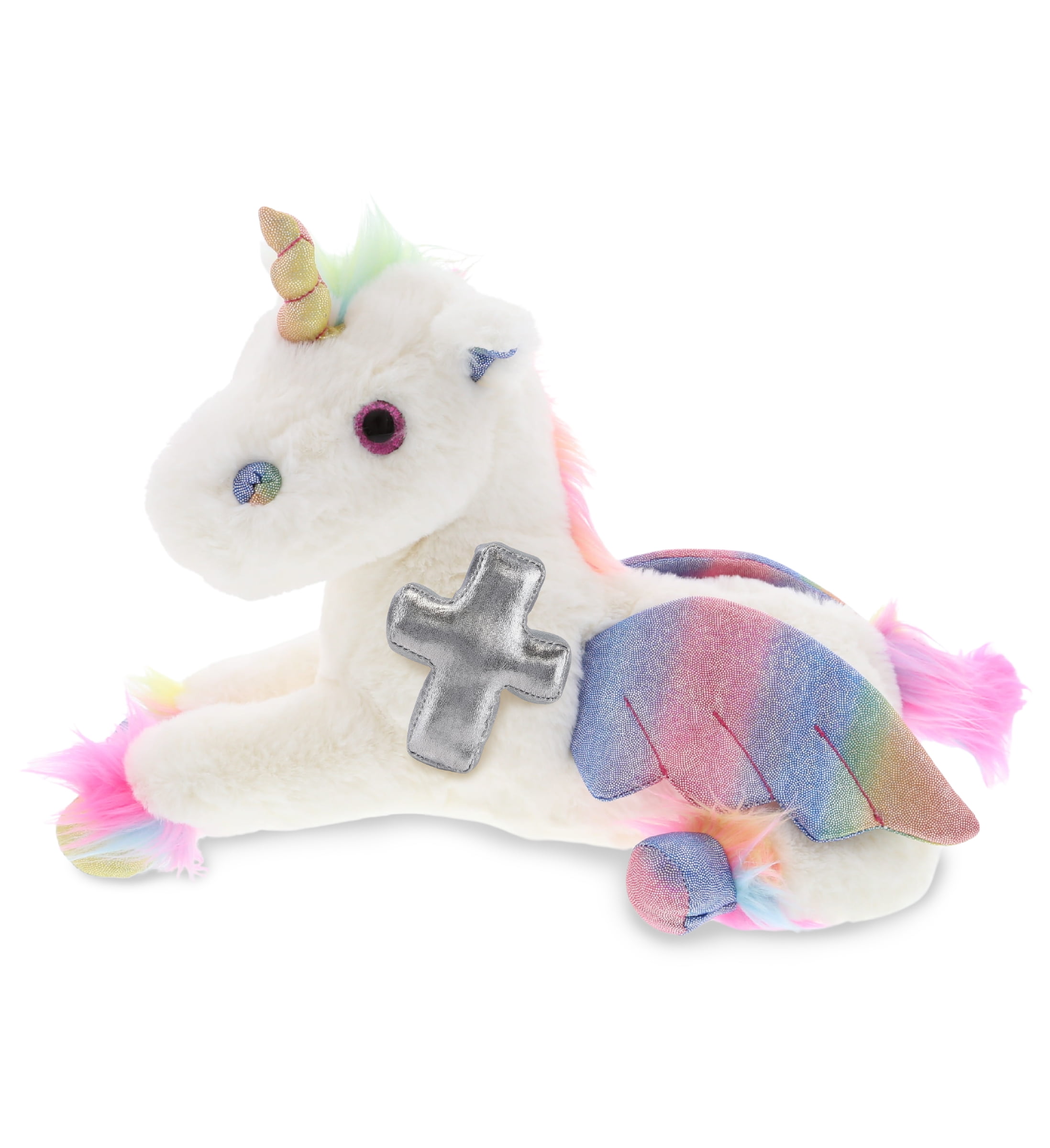 DolliBu Royal Flying Unicorn Stuffed Animal with Silver Cross Plush ...