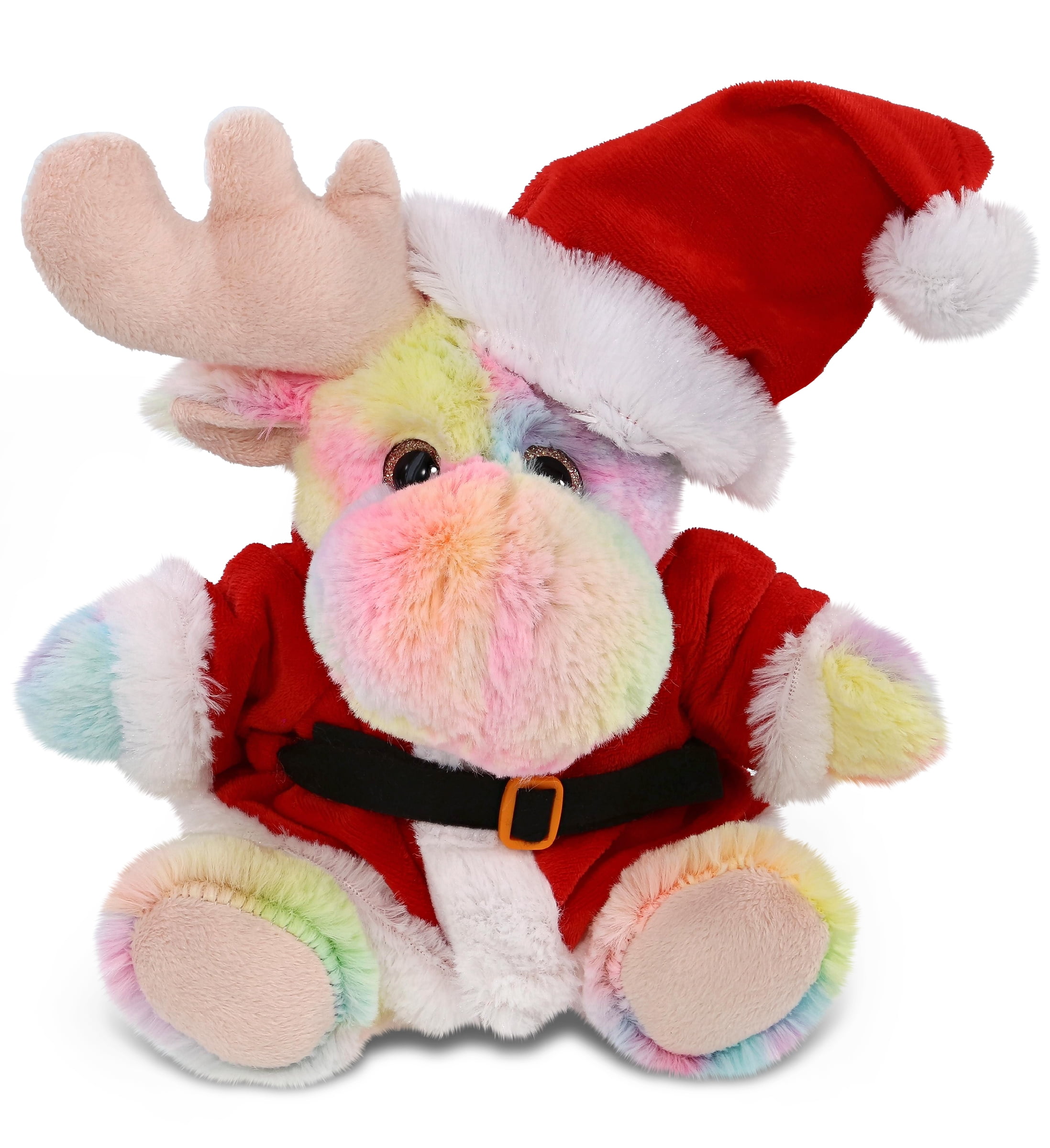 DolliBu Santa Rainbow Moose Stuffed Animal Plush Toy - Super Soft Dress ...
