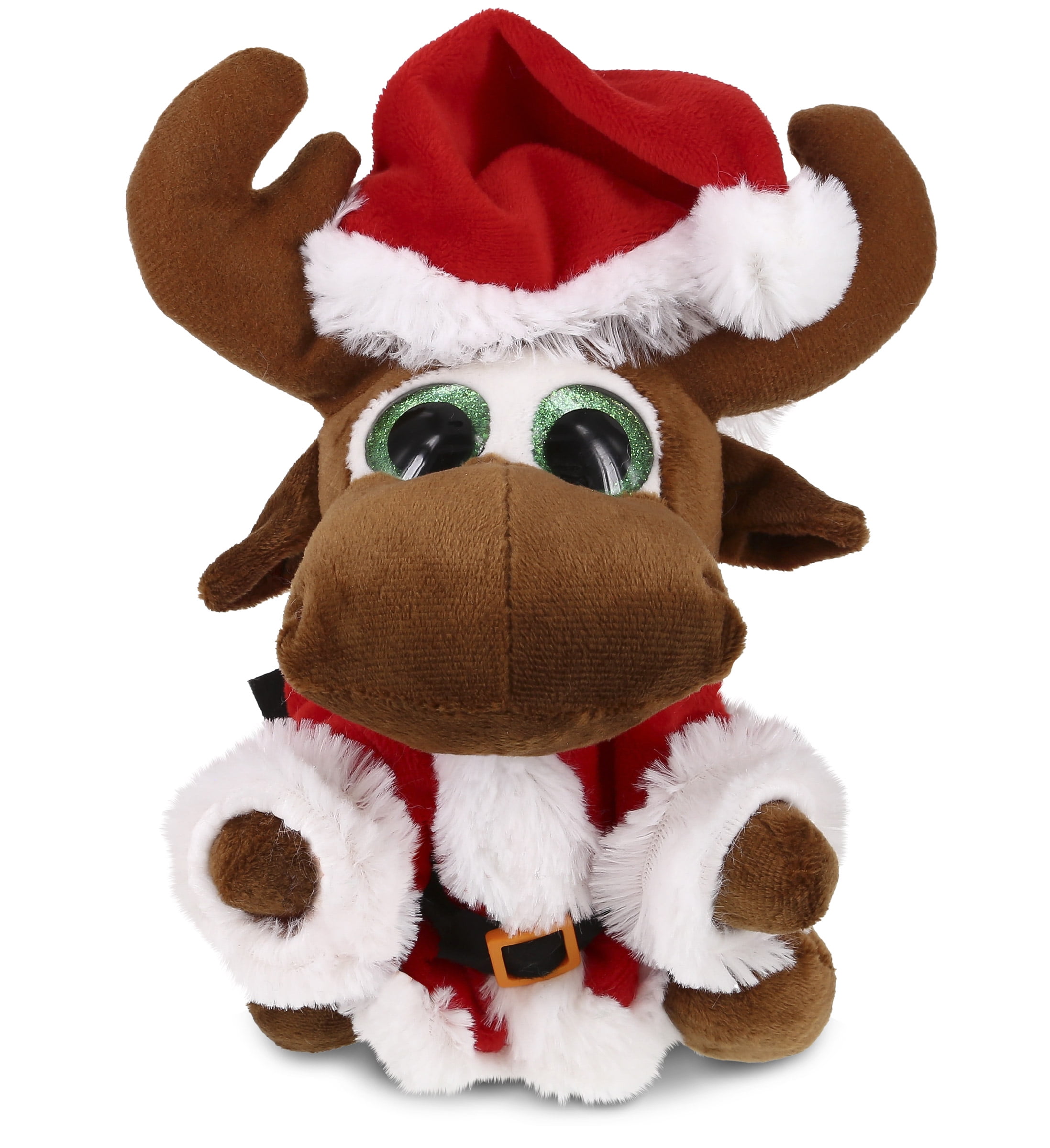 DolliBu Santa Sparkle Eyes Moose Stuffed Animal Plush Toy - Super Soft ...