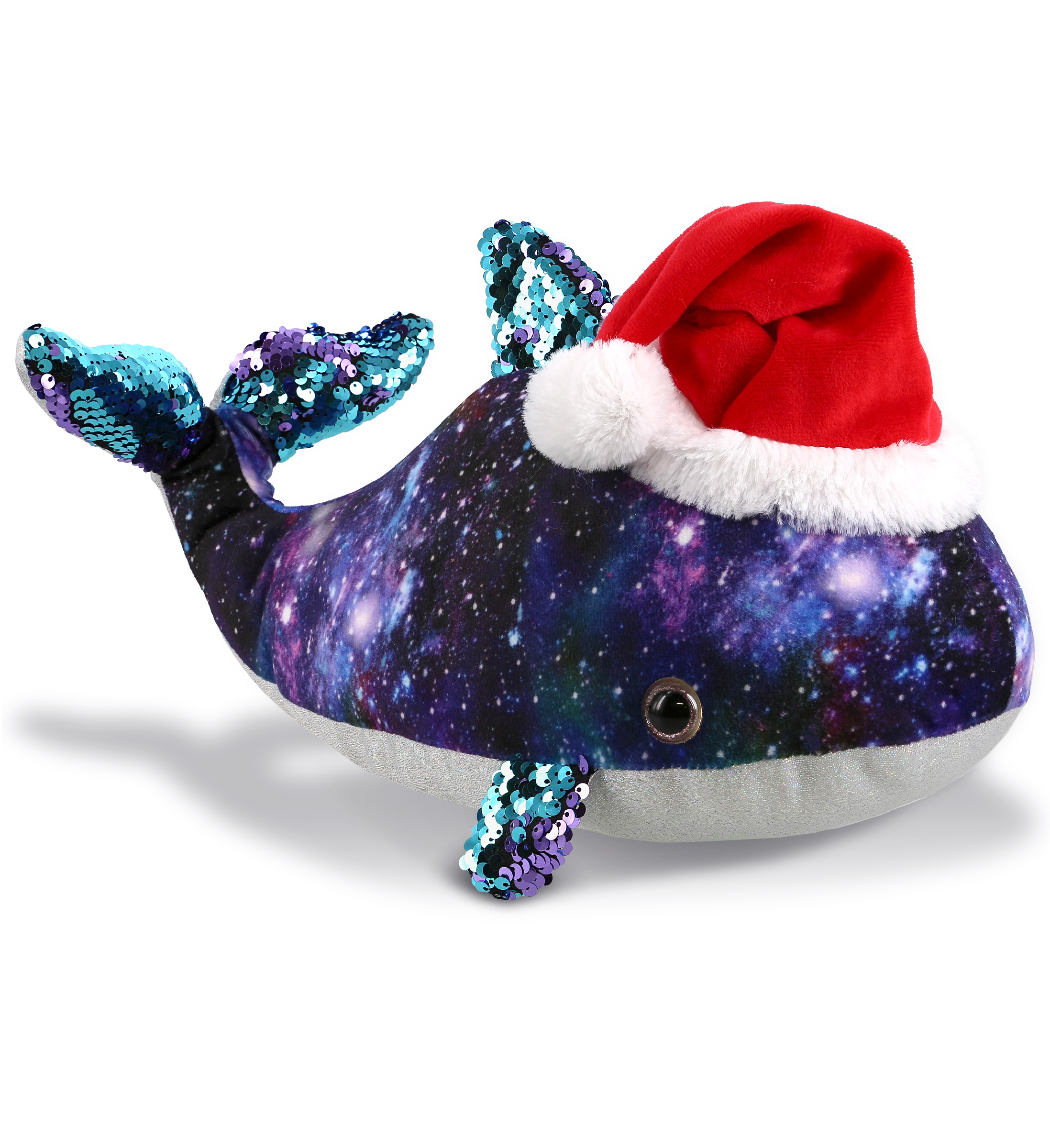 DolliBu Santa Whale Stuffed Animal Plush Toy - Space Sequin Plush Whale ...