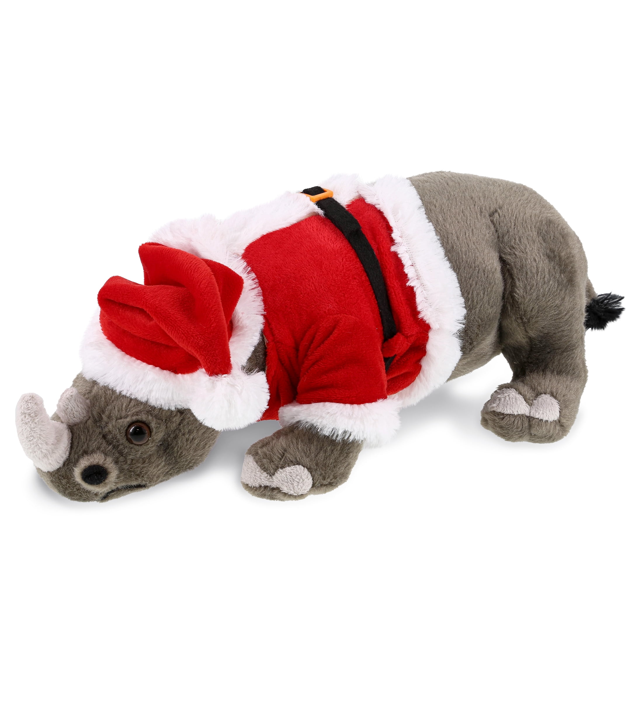 DolliBu Santa Wild Rhino Stuffed Animal Plush Toy - Super Soft Wild Animal Dress Up with Red ...