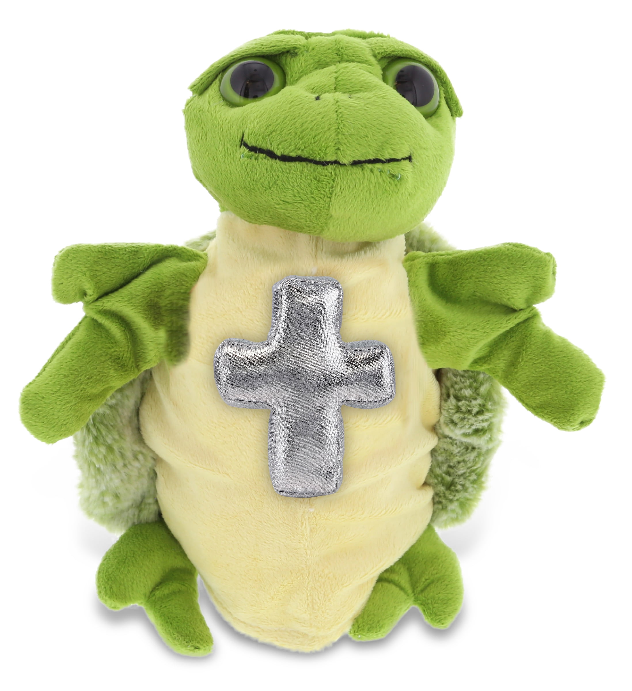 DolliBu Sea Turtle Hand Puppet Stuffed Animal with Silver Cross Plush ...