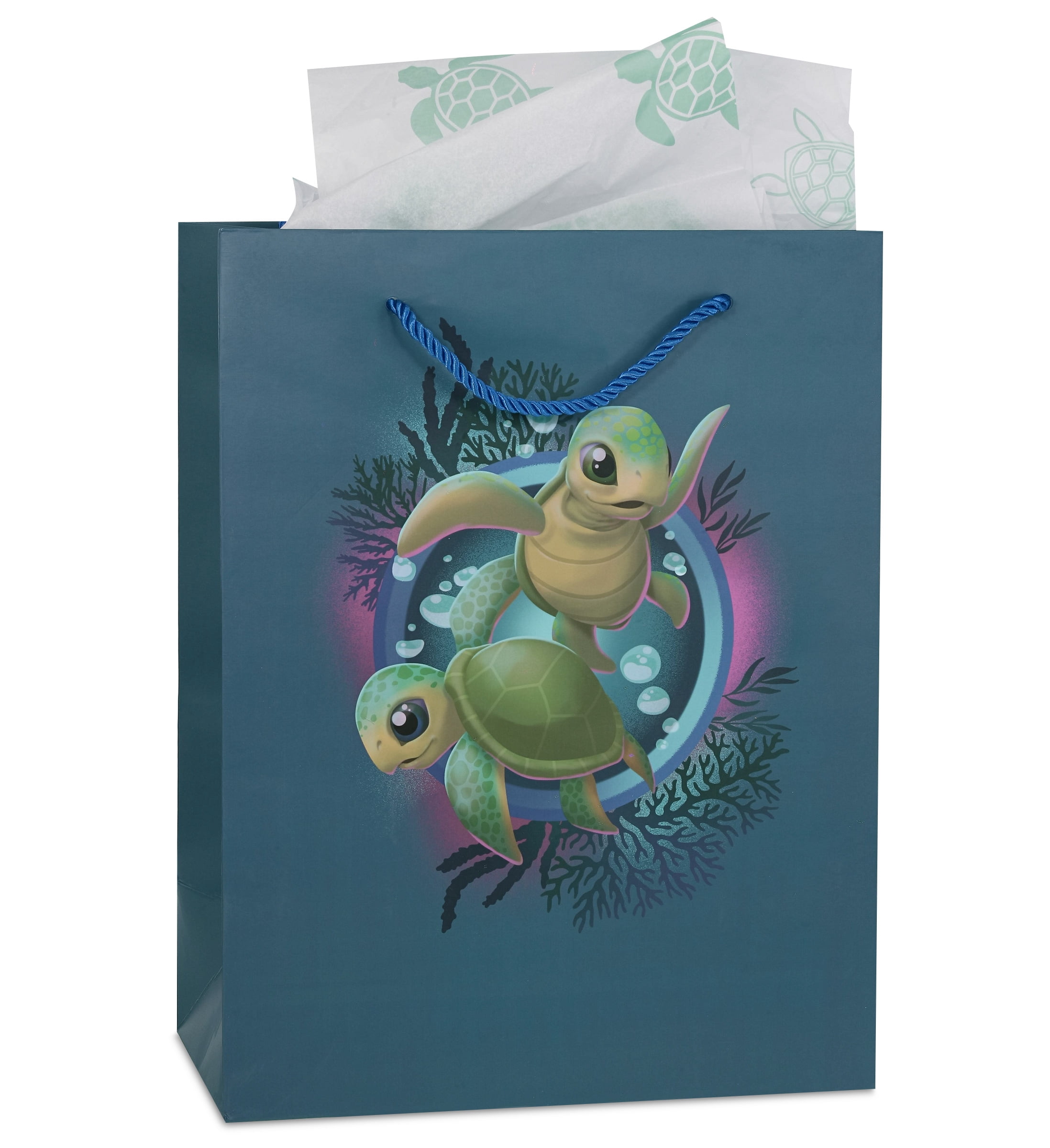 DolliBu Sea Turtle Large Gift Bags with Tissue Paper, 12 Pc Set ...