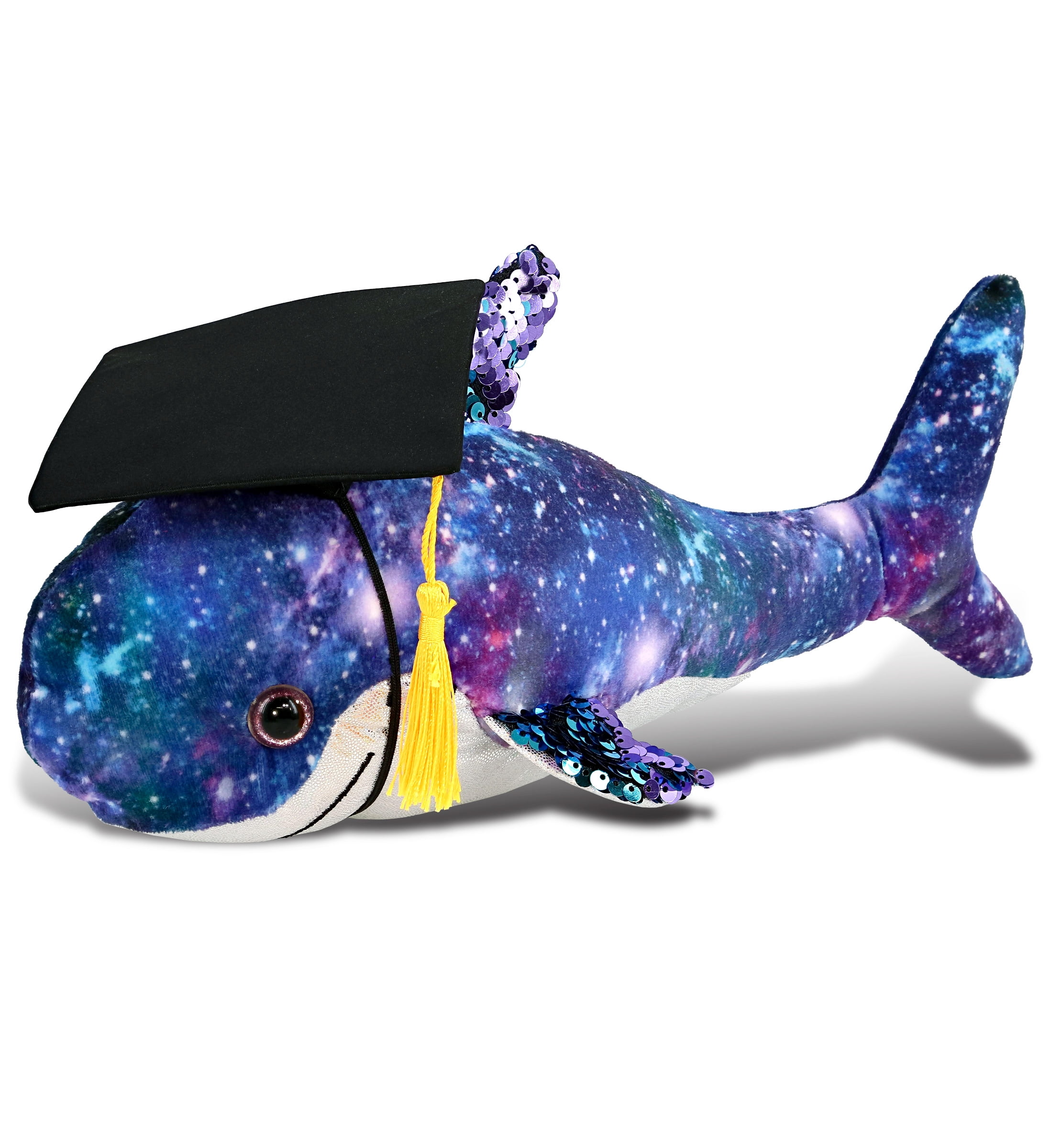 DolliBu Shark – Space Sequin Graduation Plush Toy - Soft Plush ...