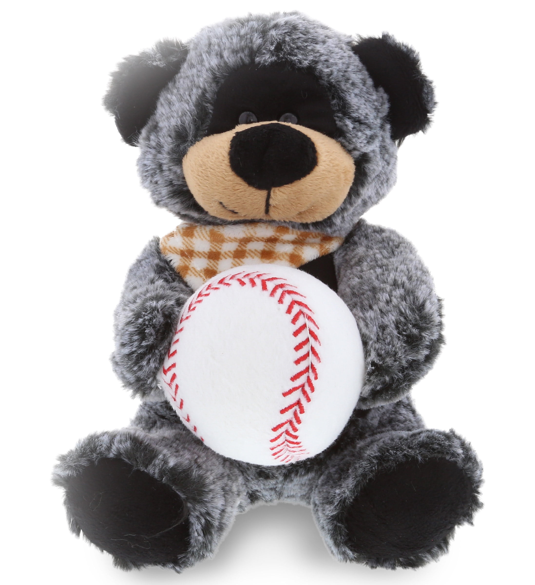 DolliBu Sitting Black Bear Stuffed Animal with Baseball Plush - Soft ...
