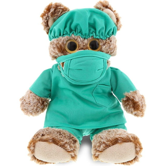 DolliBu Sitting Brown Bear Doctor Plush Toy - Super Soft Brown Bear ...