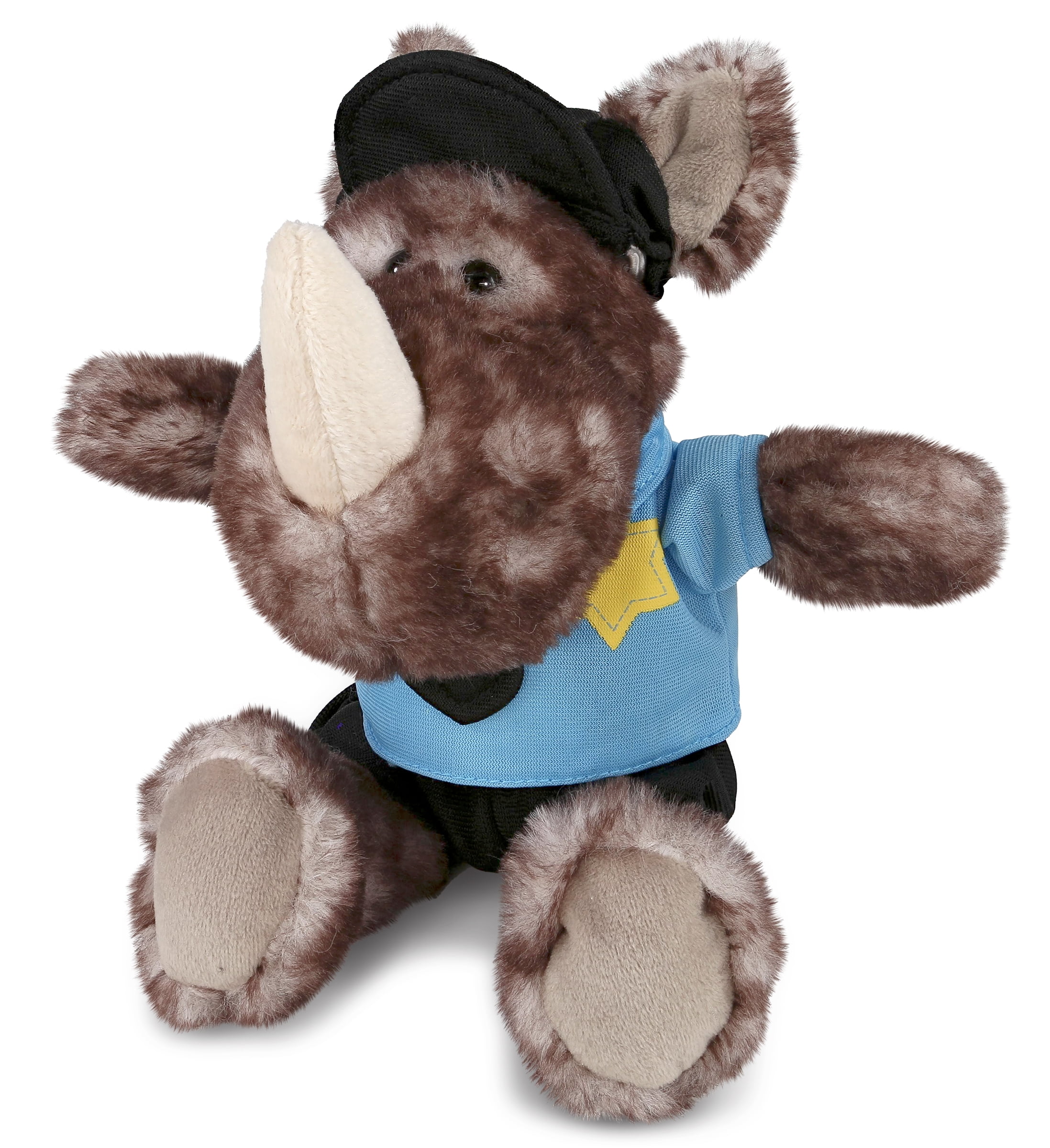 DolliBu Sitting Brown Rhino Police Officer Plush Toy - Super Soft Brown ...