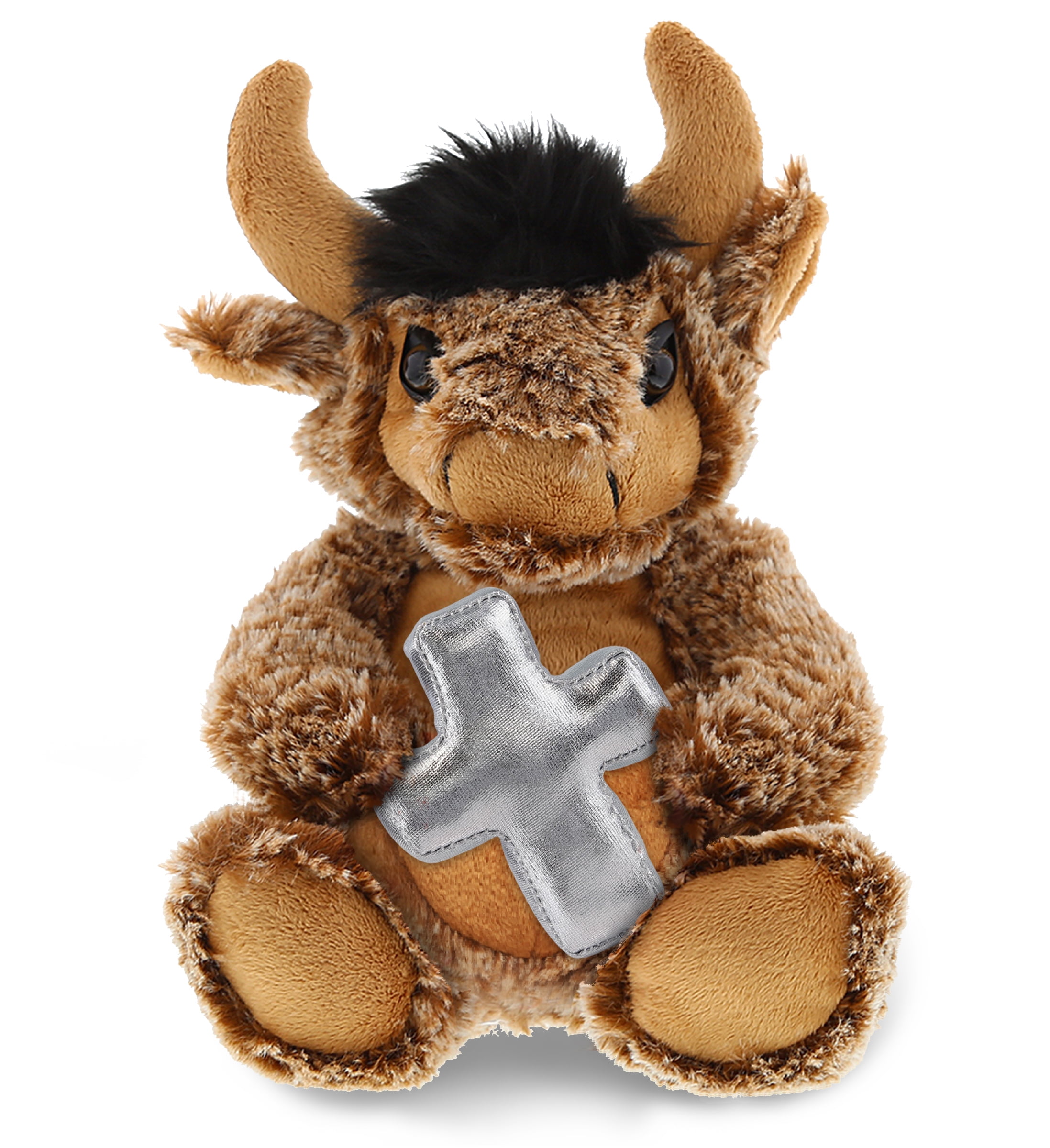 DolliBu Sitting Buffalo Stuffed Animal with Silver Cross Plush ...