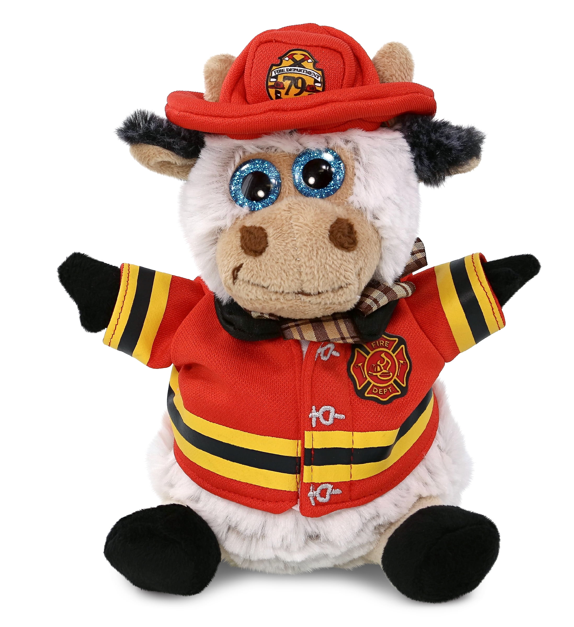 DolliBu Sitting Cow Firefighter Stuffed Animal - Super Soft Cow Fireman ...