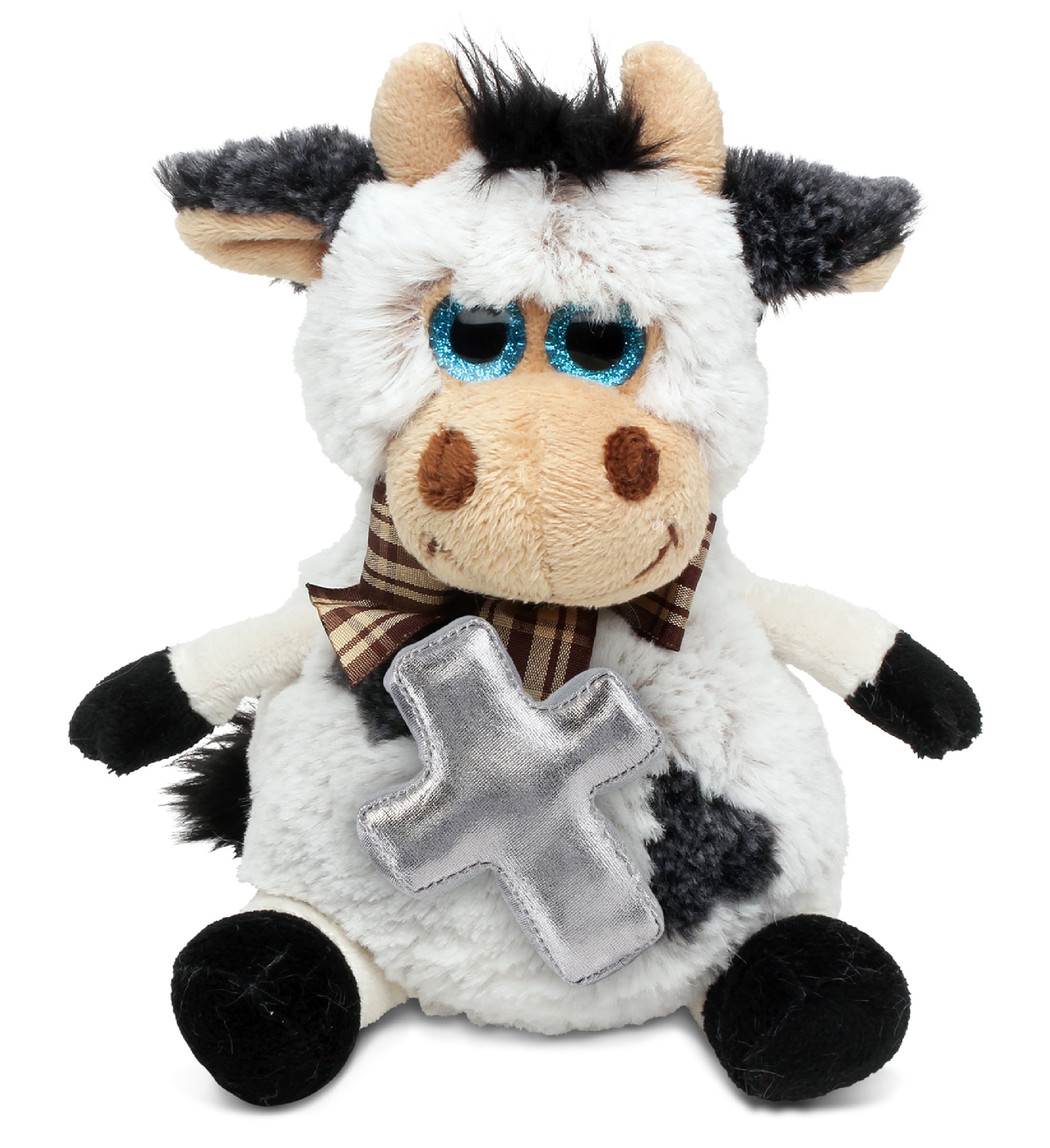 DolliBu Sitting Cow Stuffed Animal with Silver Cross Plush - Religious ...