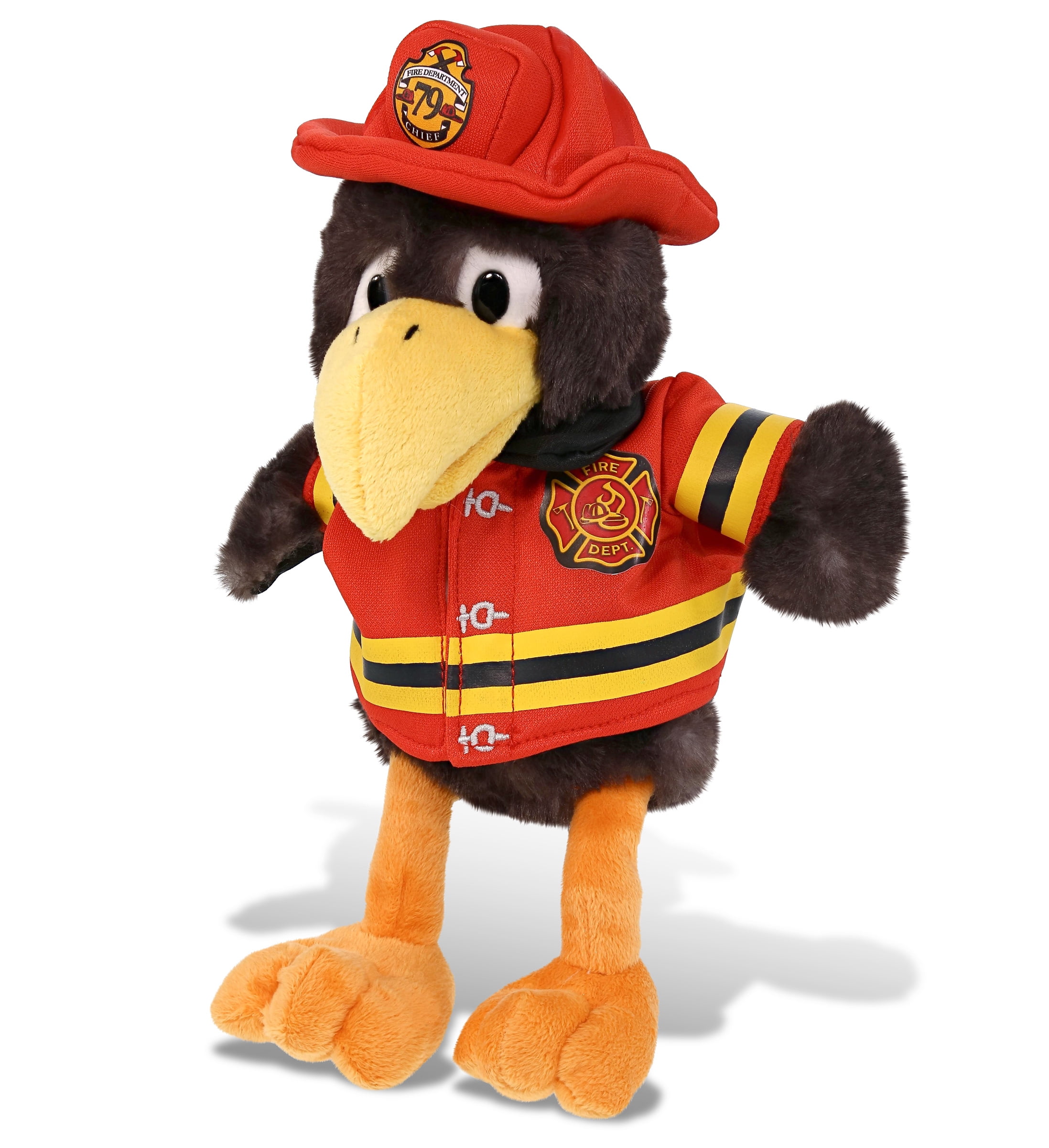 DolliBu Sitting Crow Bird Firefighter Stuffed Animal - Crow Fireman Toy ...