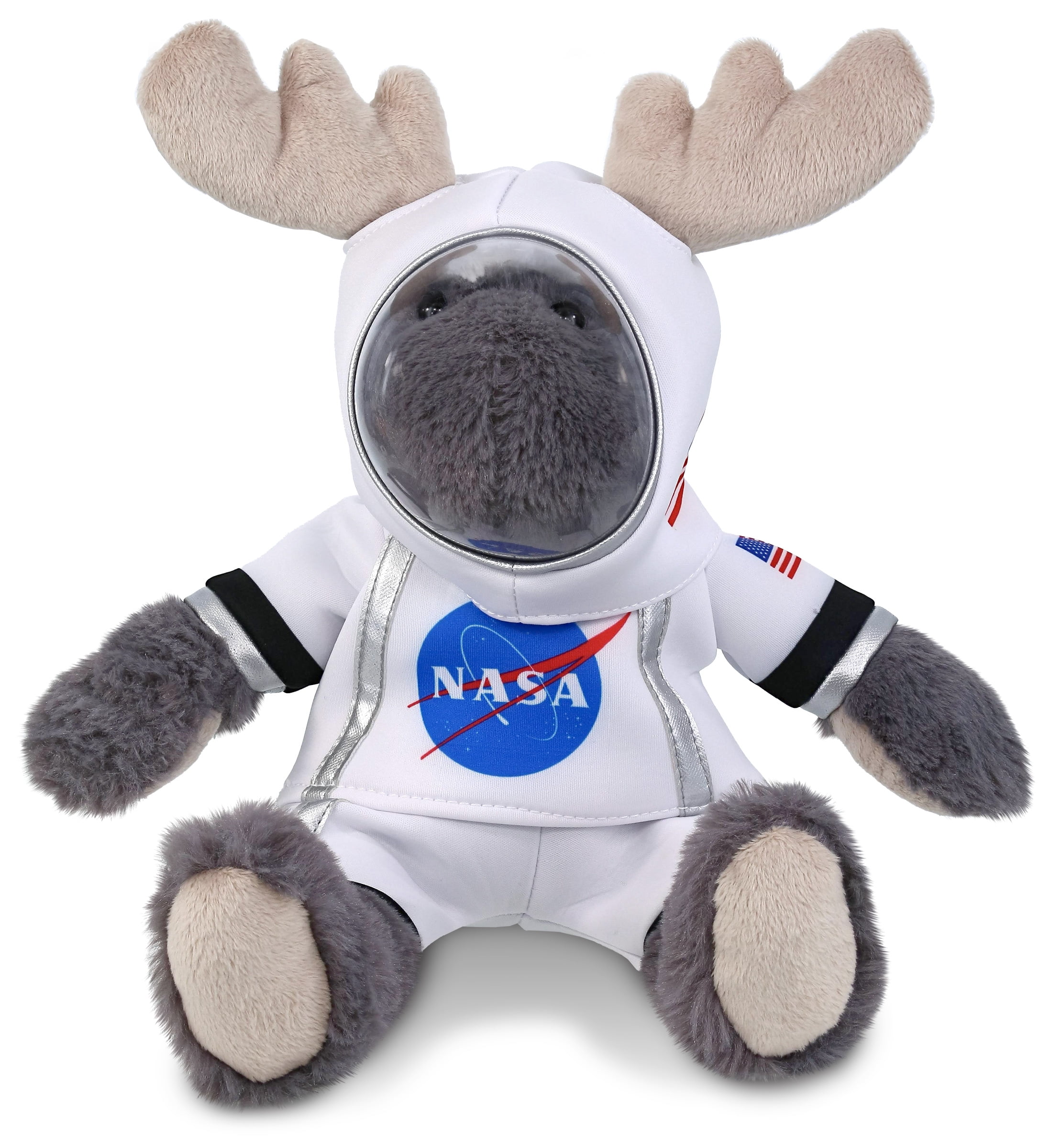 DolliBu Sitting Gray Moose Astronaut Plush Toy - Super Soft Wild Life ...