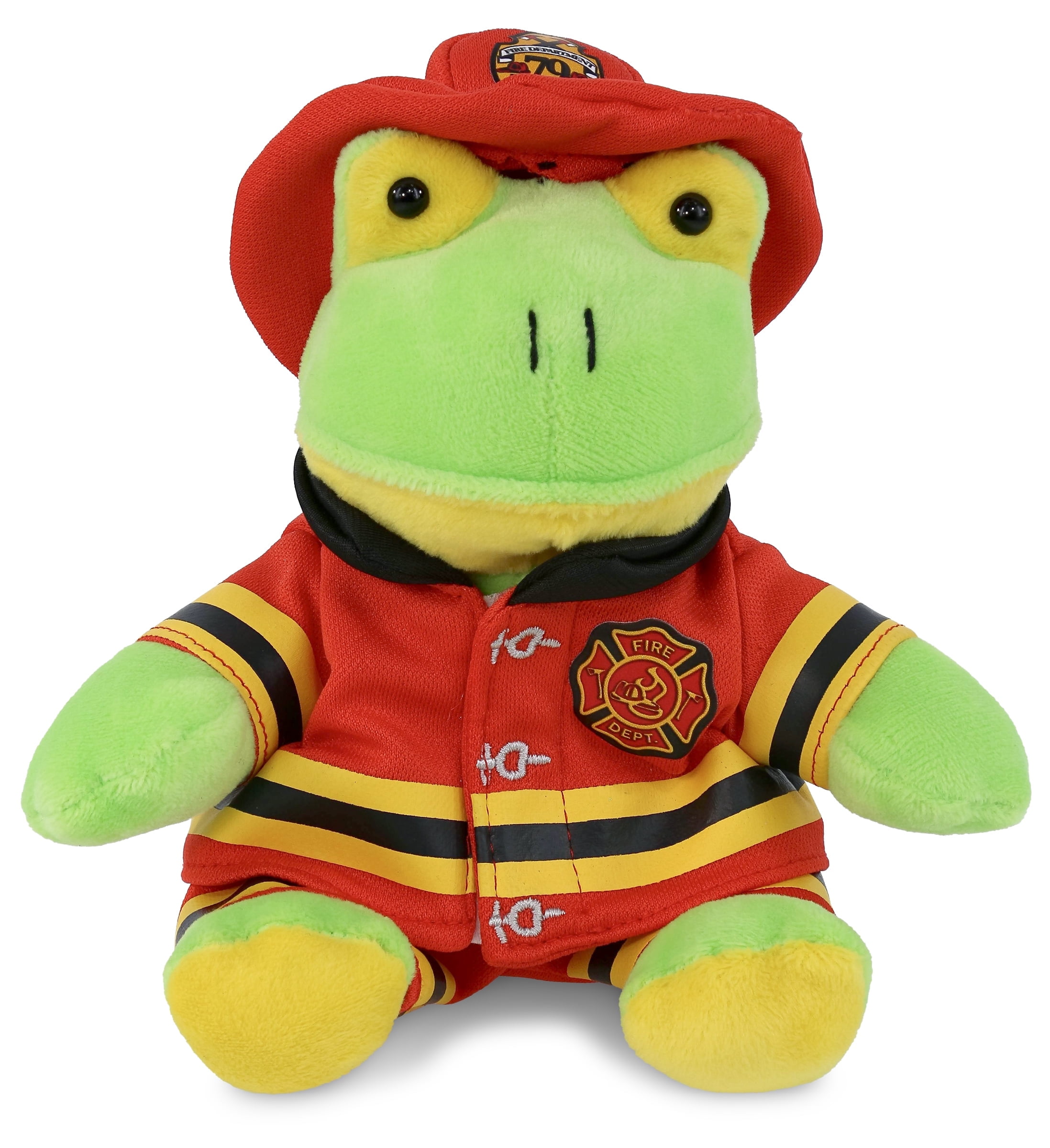 DolliBu Sitting Green Frog Firefighter Stuffed Animal - Super Soft Frog ...