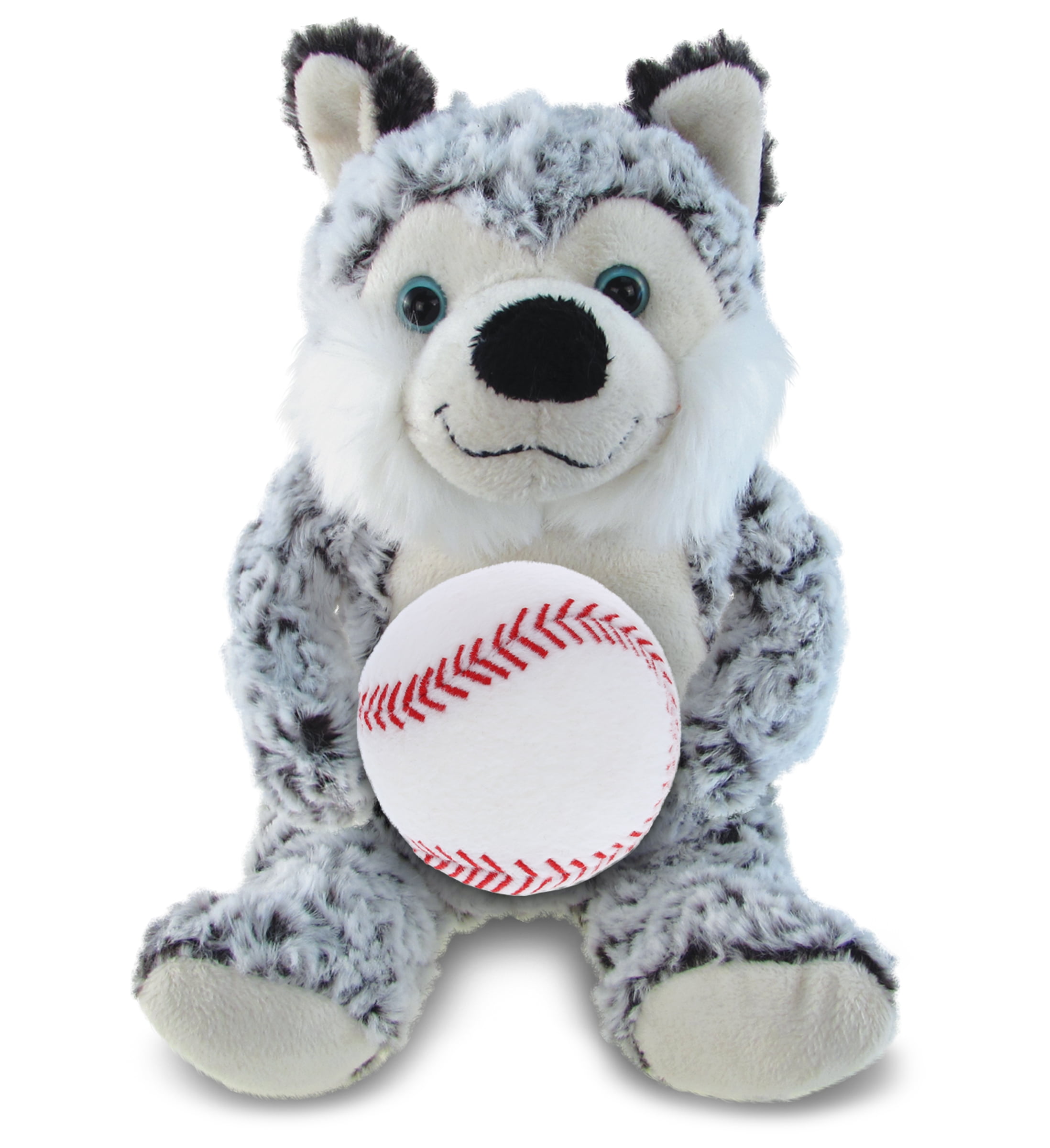 DolliBu Sitting Husky Stuffed Animal with Baseball Plush - Soft ...