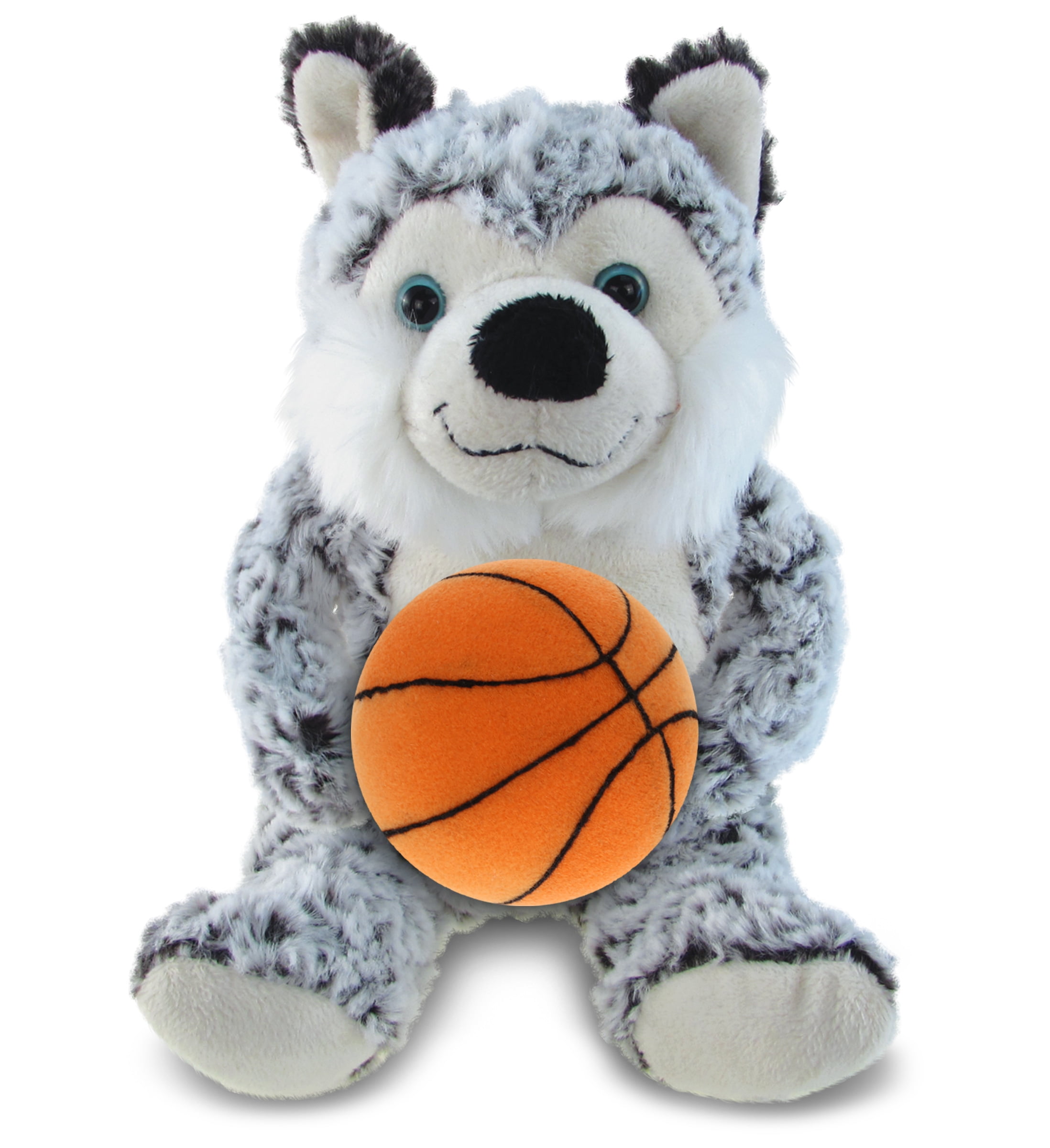 DolliBu Sitting Husky Stuffed Animal with Basketball Plush - Soft ...