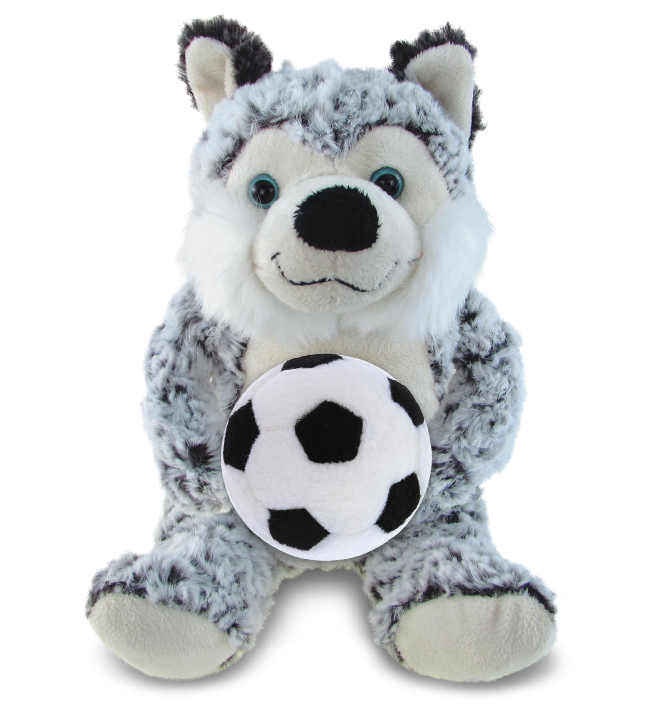 DolliBu Sitting Husky Stuffed Animal with Soccer Ball Plush - Soft ...