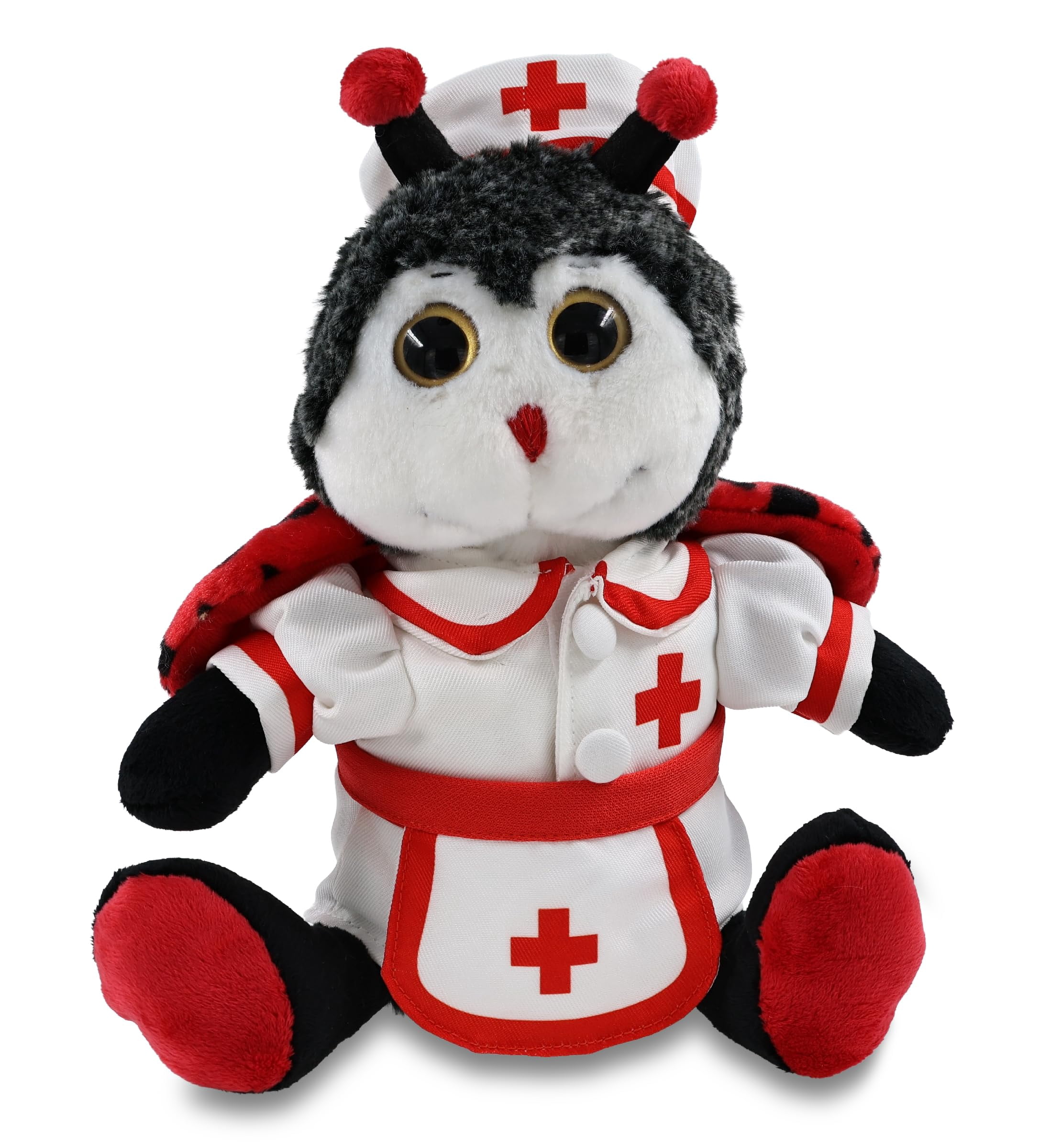 DolliBu Sitting Ladybug Plush with Nurse Stuffed Animal Dress Up Set ...