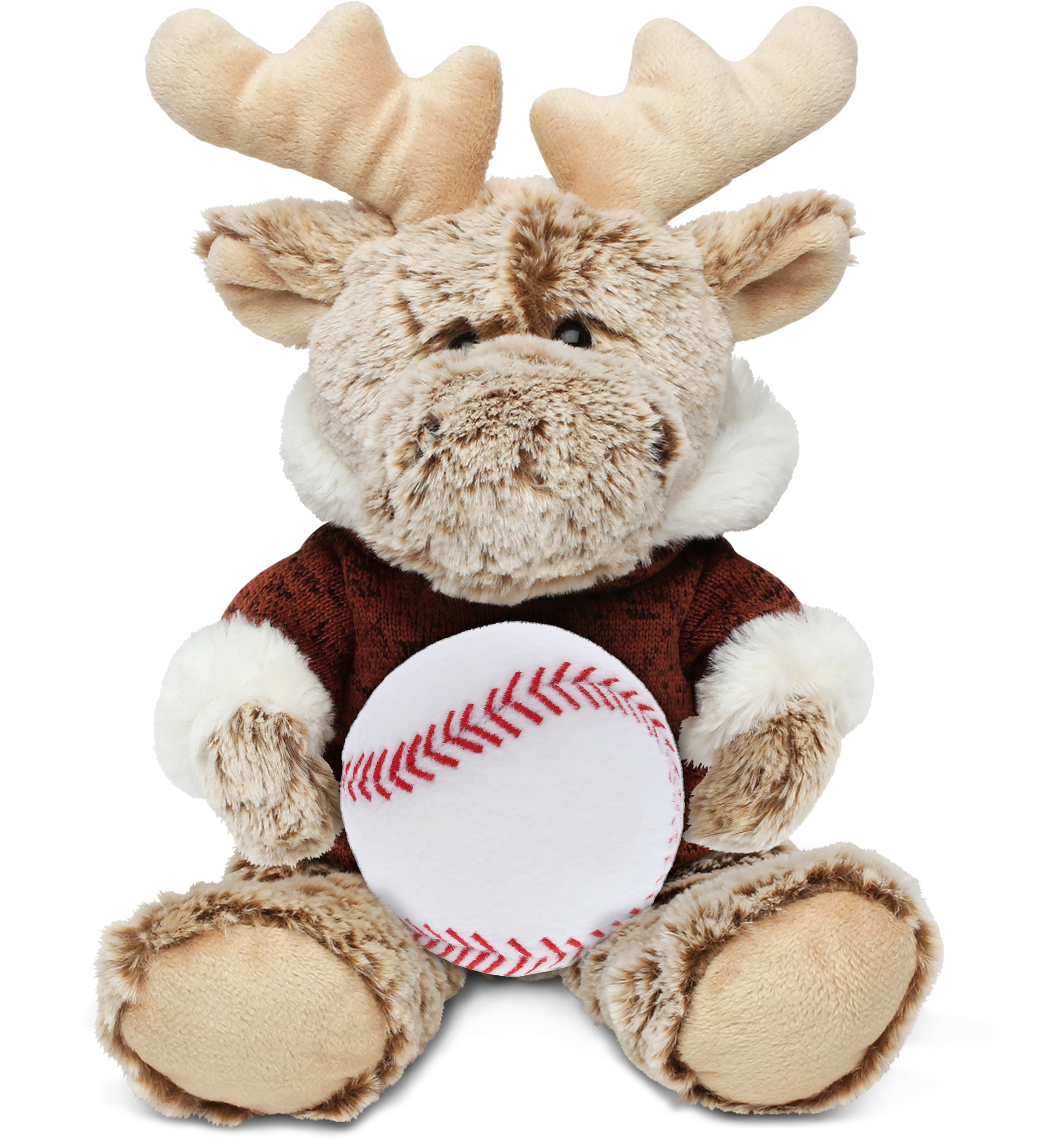 DolliBu Sitting Moose with Brown Hooded Sweater Stuffed Animal with ...