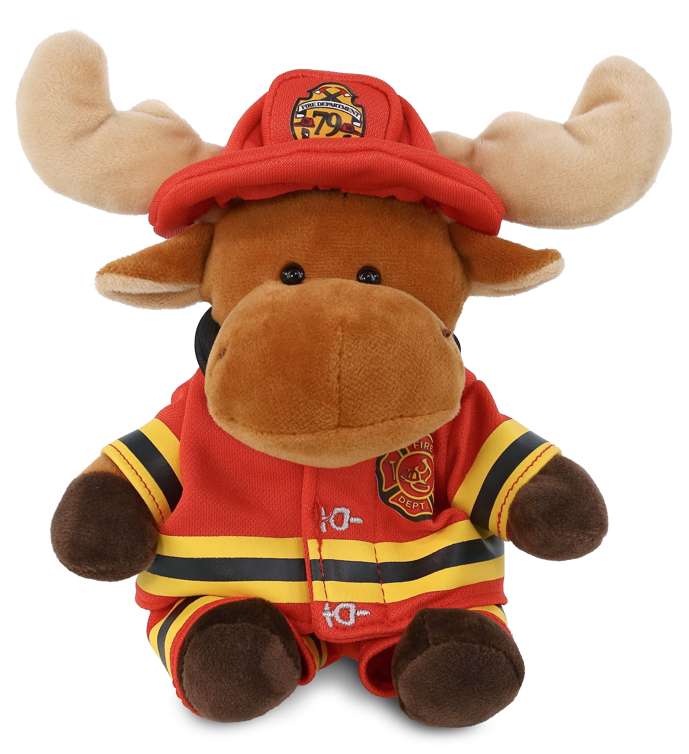 DolliBu Sitting Moose Firefighter Stuffed Animal - Super Soft Moose ...