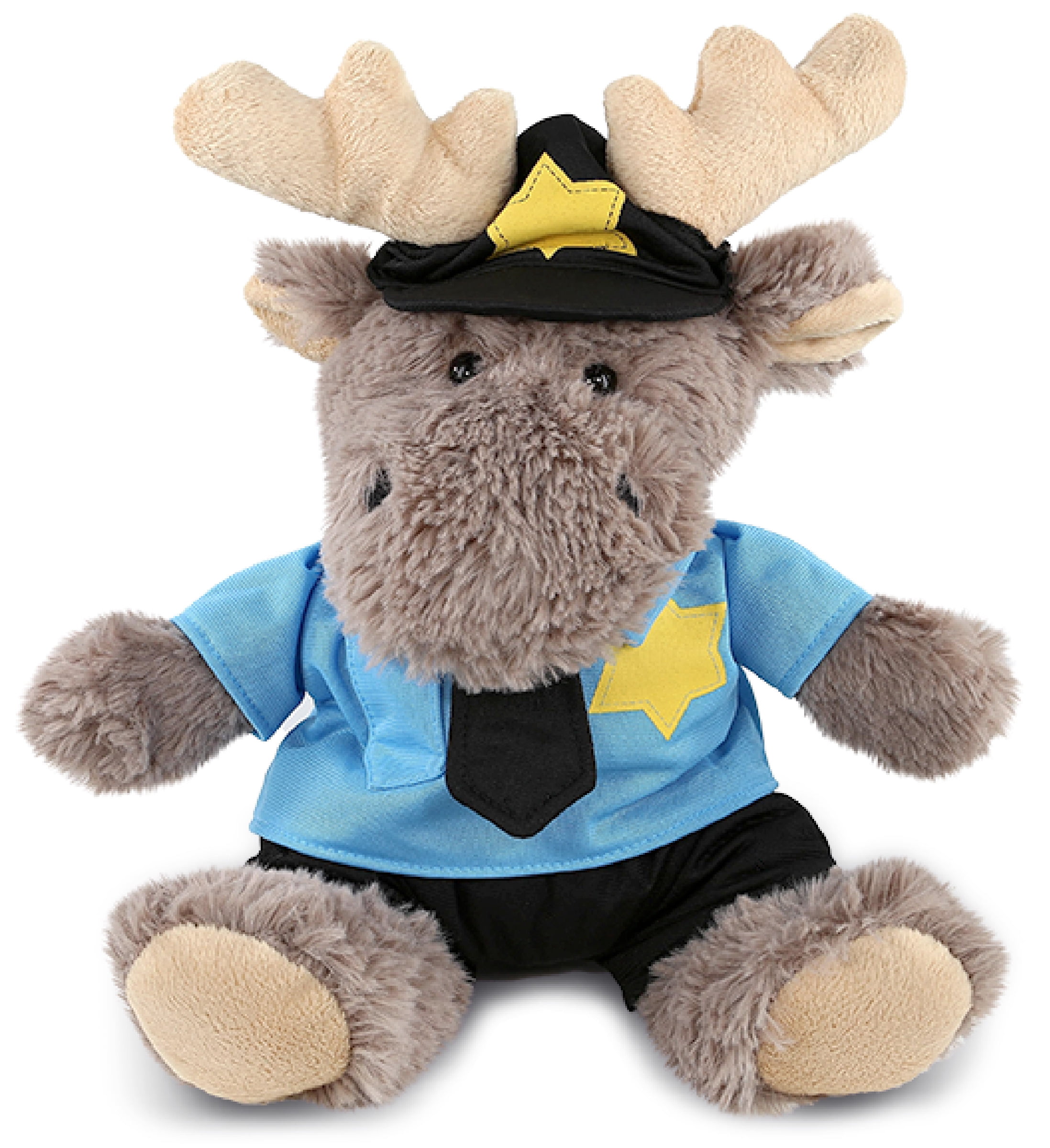 DolliBu Sitting Moose with Grey Hooded Sweater Police Officer Plush Toy ...