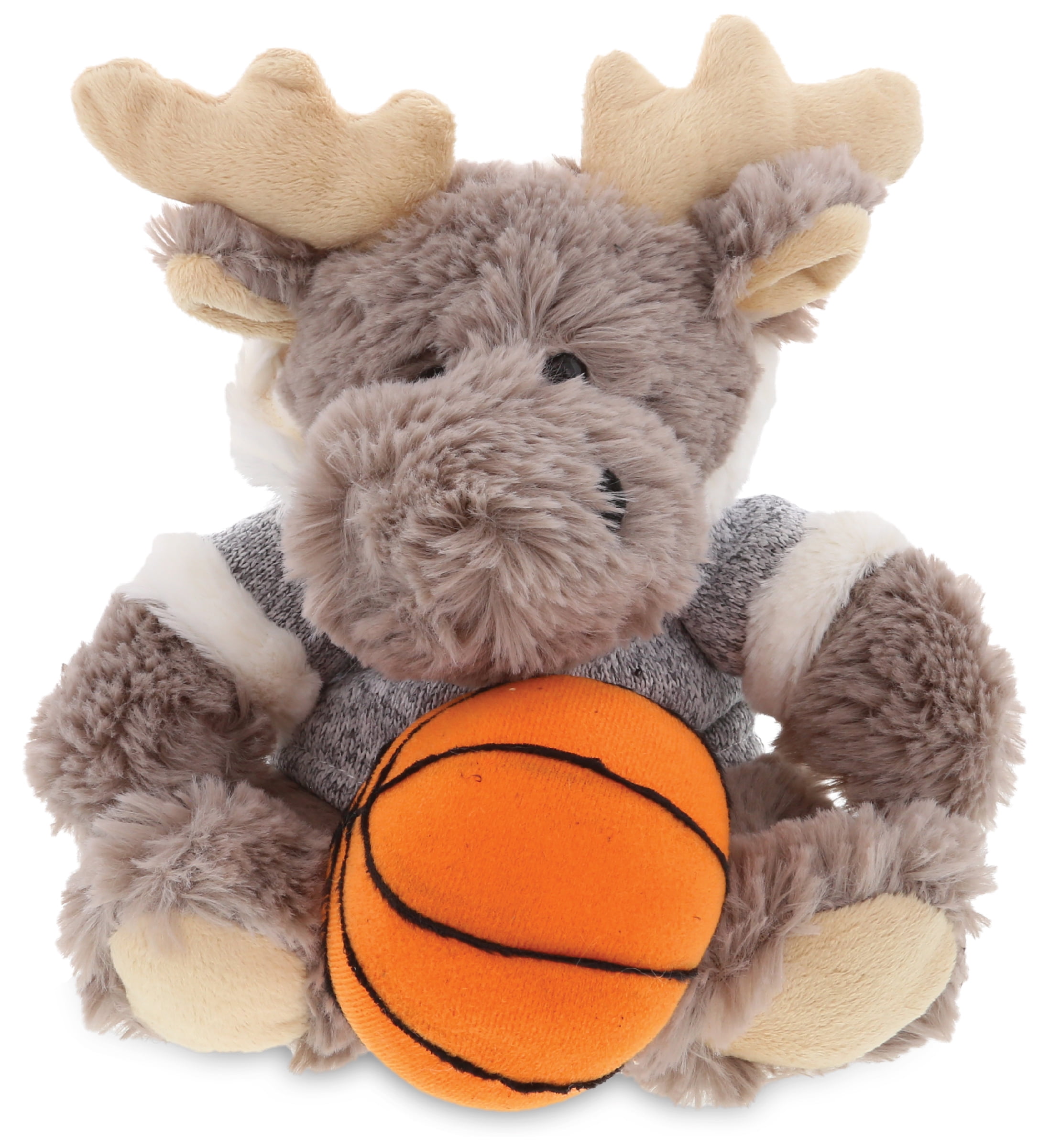 DolliBu Sitting Moose with Grey Hooded Sweater Stuffed Animal and ...