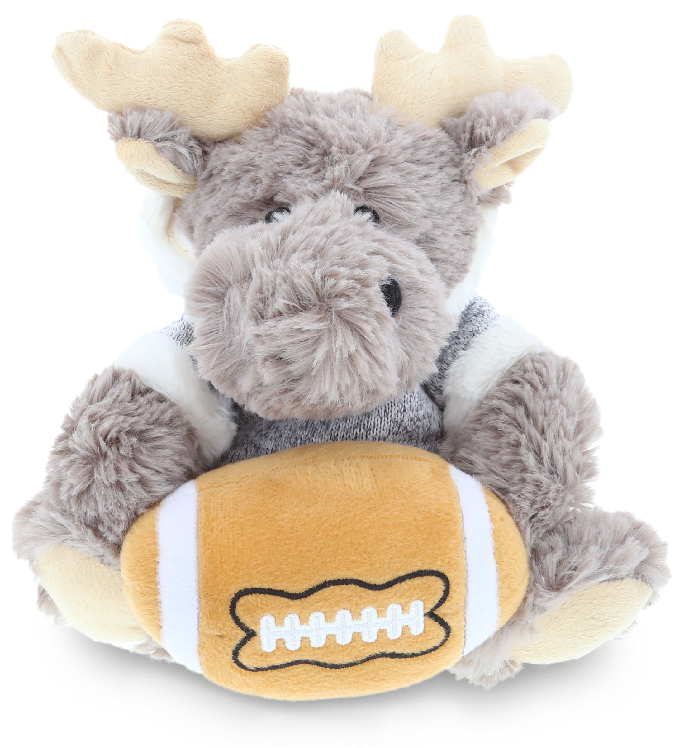 DolliBu Sitting Moose with Grey Hooded Sweater Stuffed Animal and ...