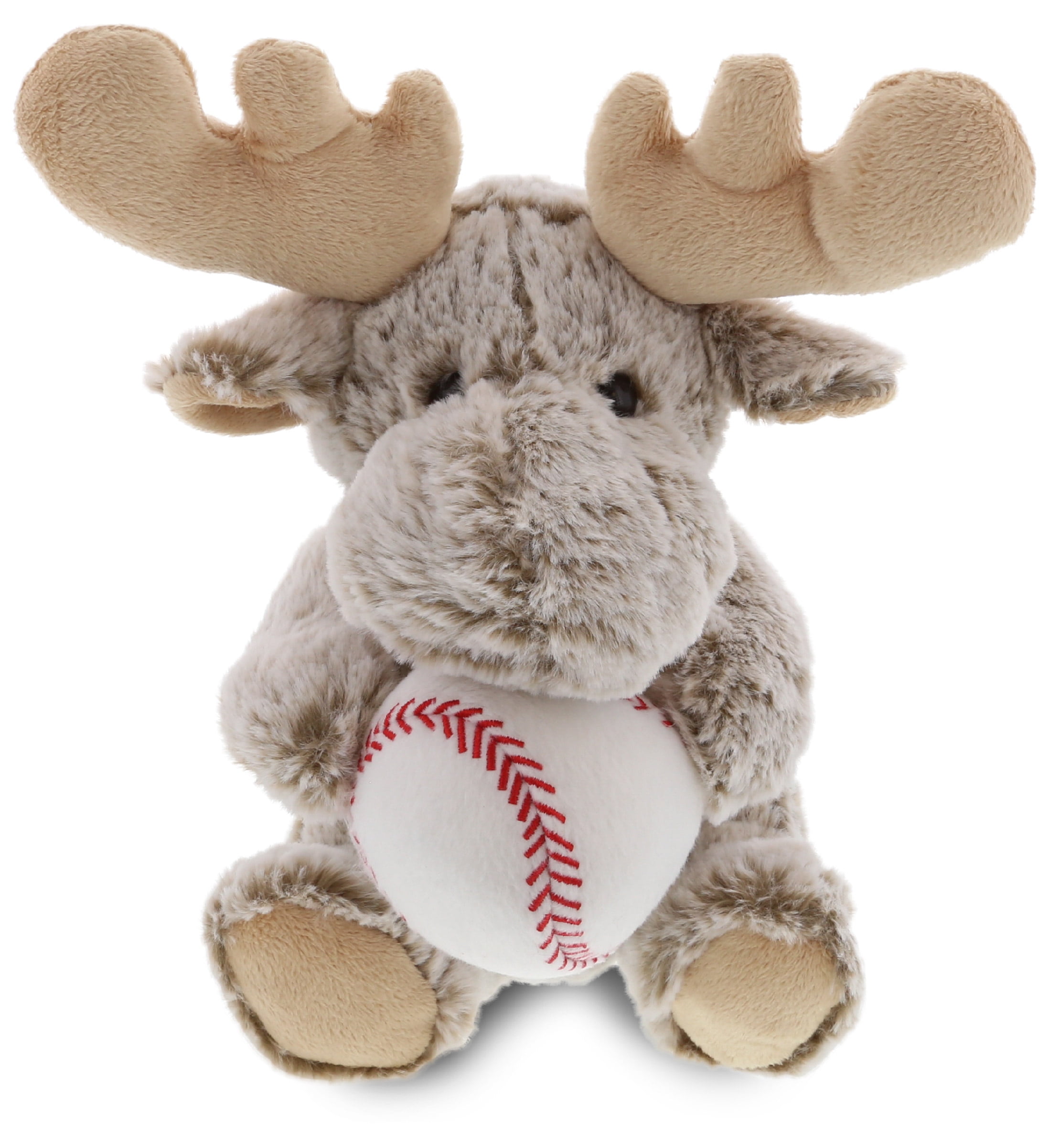 DolliBu Sitting Moose Stuffed Animal with Baseball Plush - Soft Plush ...
