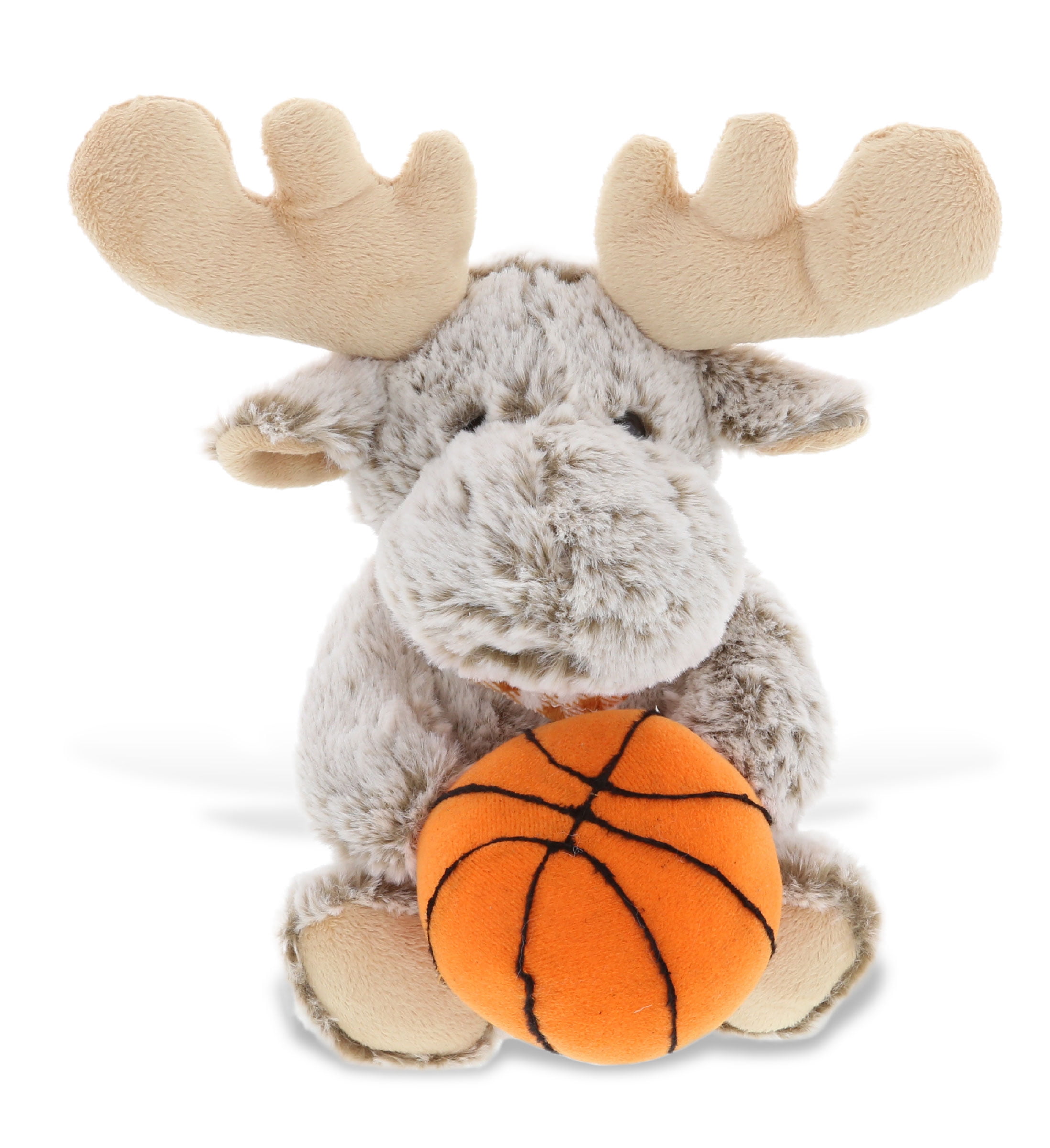 DolliBu Sitting Moose Stuffed Animal with Basketball Plush - Soft Plush ...