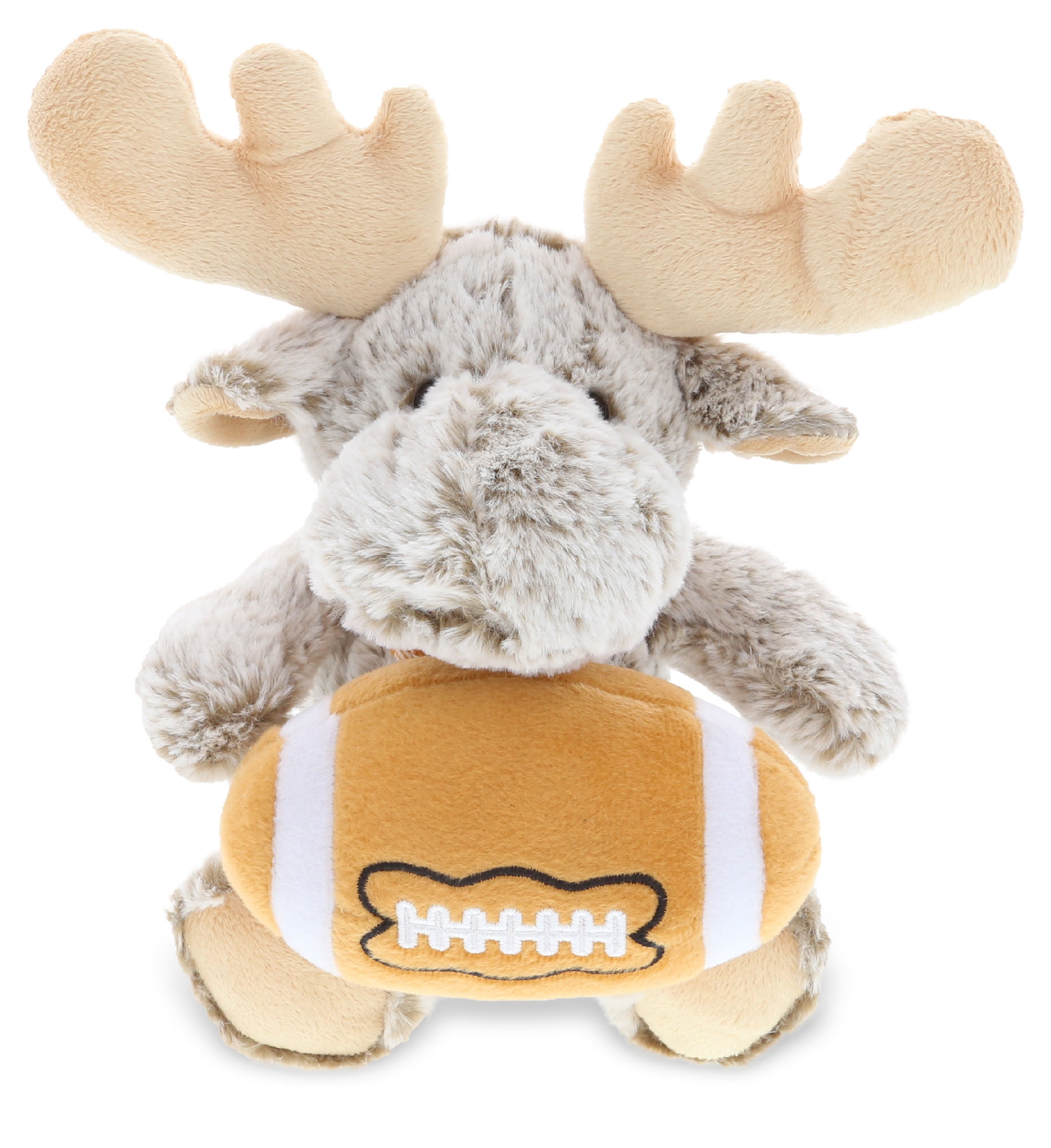 DolliBu Sitting Moose Stuffed Animal with Football Plush - Soft Plush ...