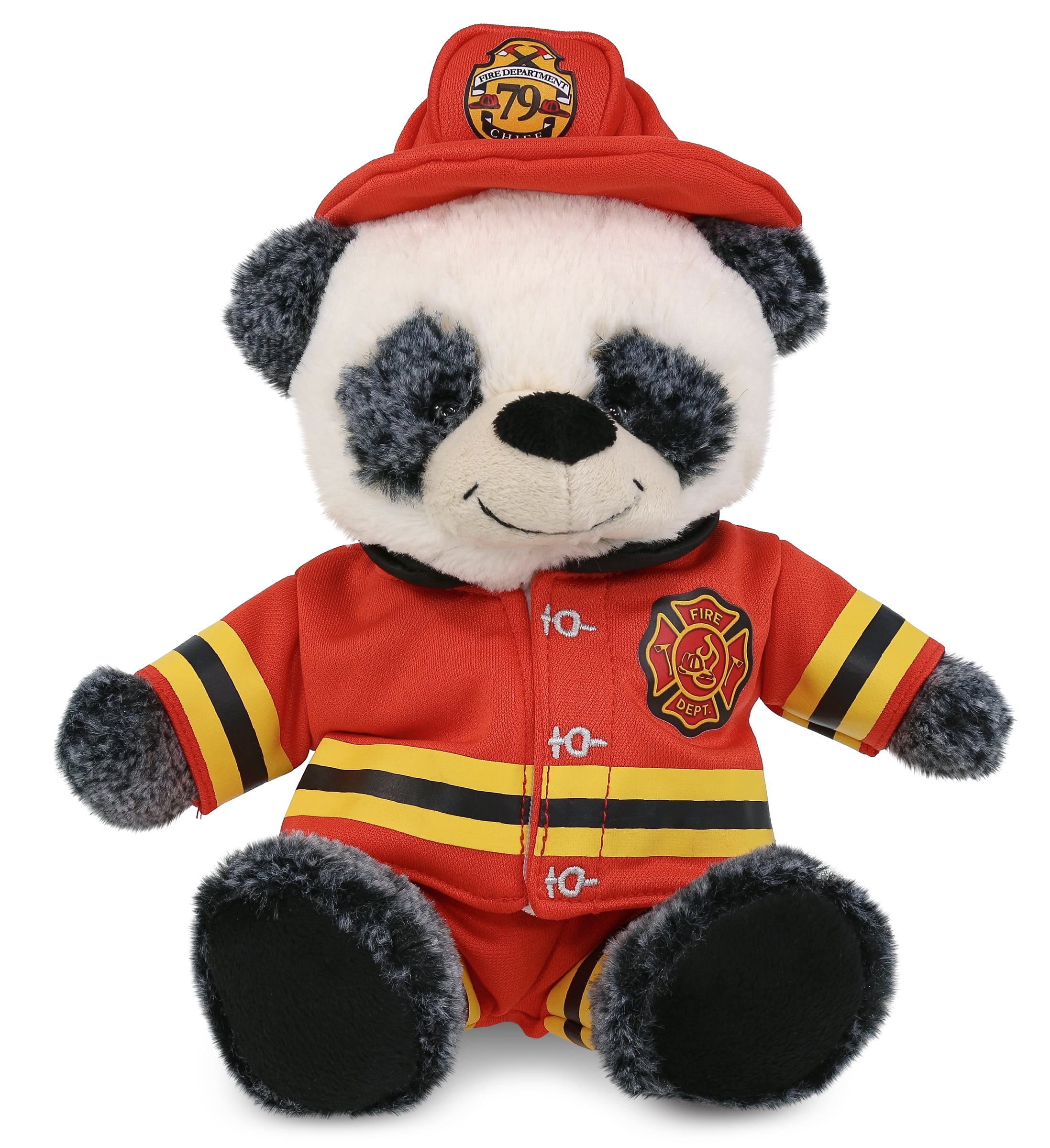 DolliBu Sitting Panda Bear Firefighter Stuffed Animal - Super Soft ...