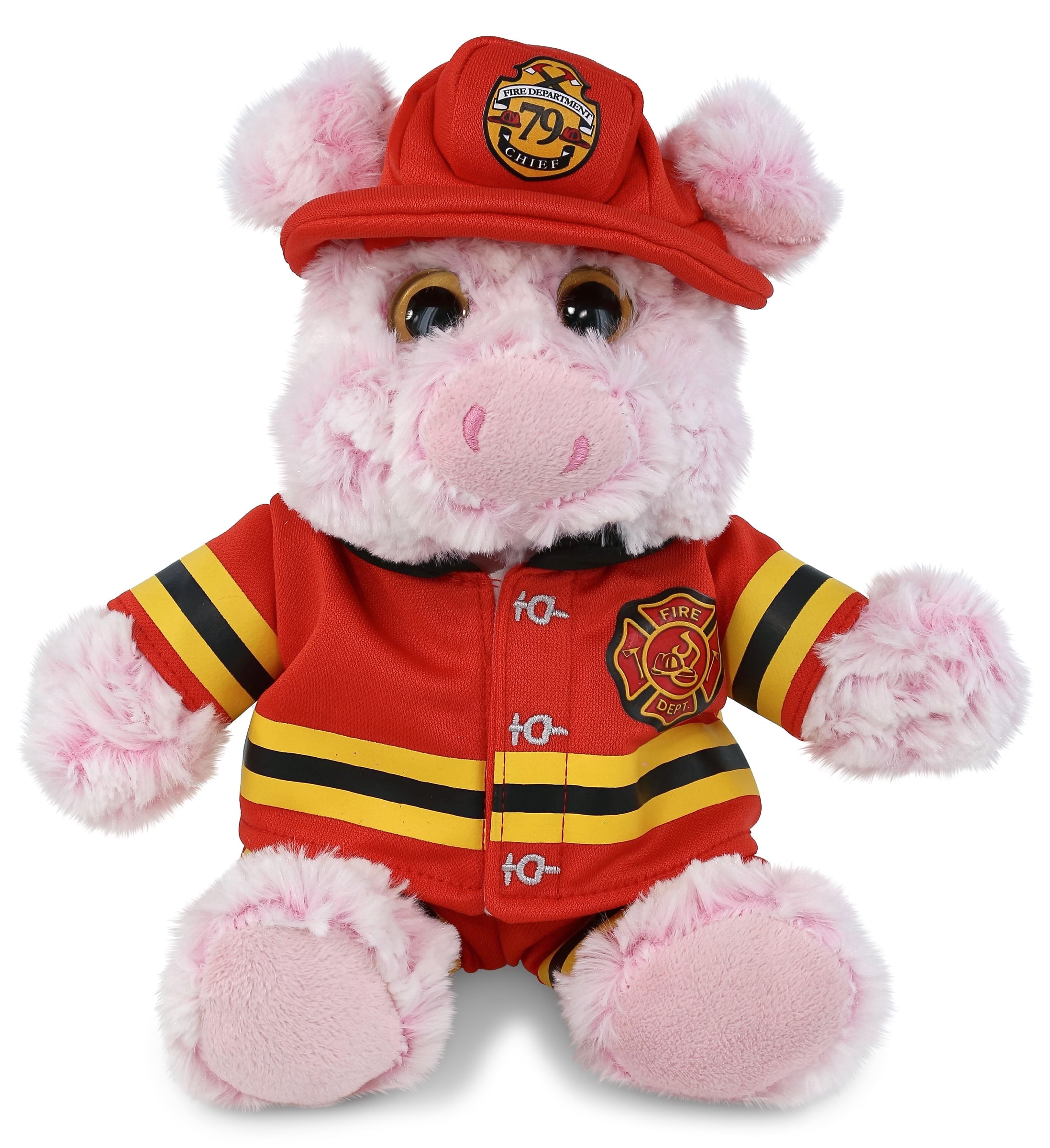 DolliBu Sitting Pig Firefighter Stuffed Animal - Super Soft Pig Fireman ...