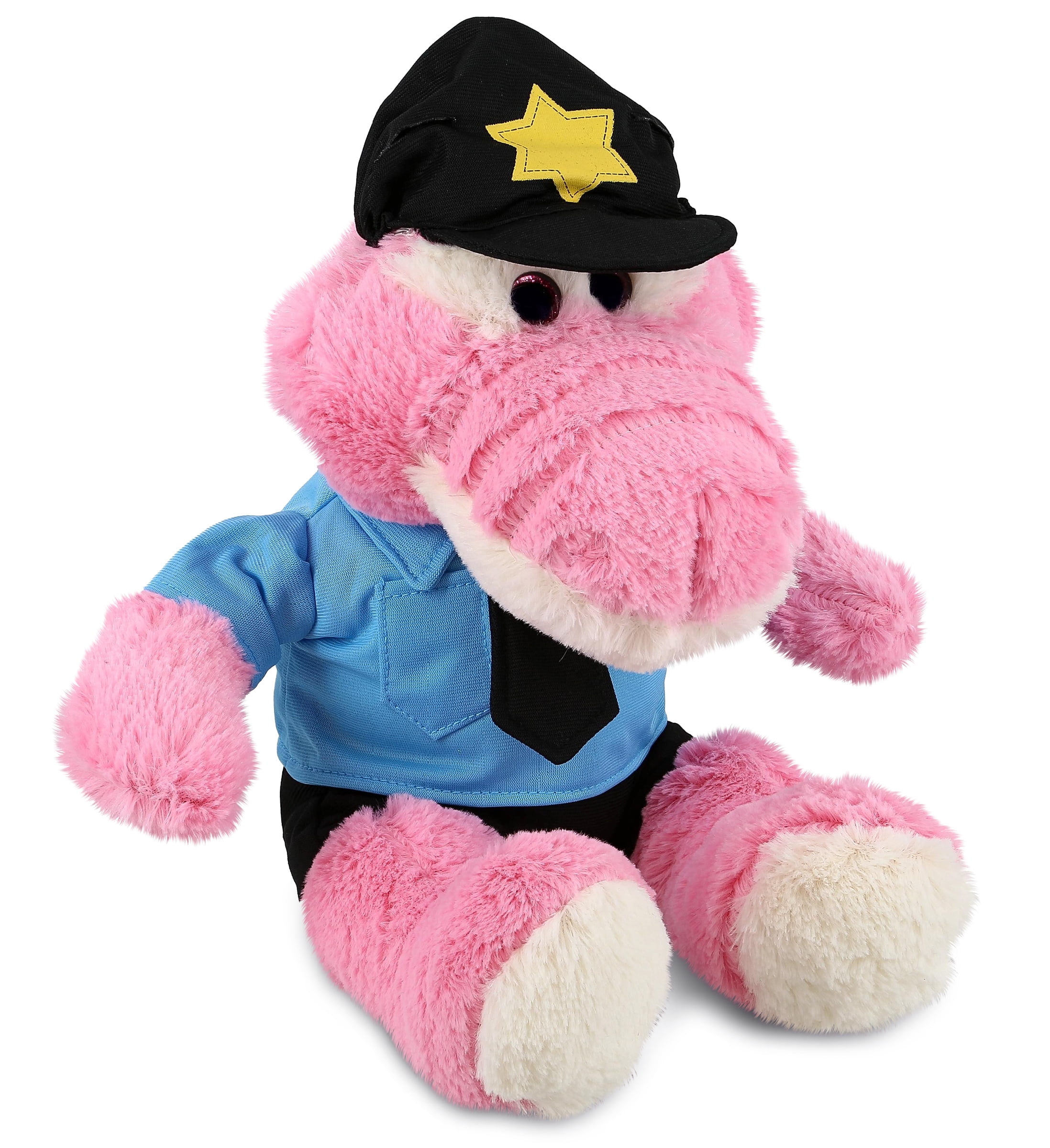 DolliBu Sitting Pink Alligator Police Officer Plush Toy - Super Soft ...
