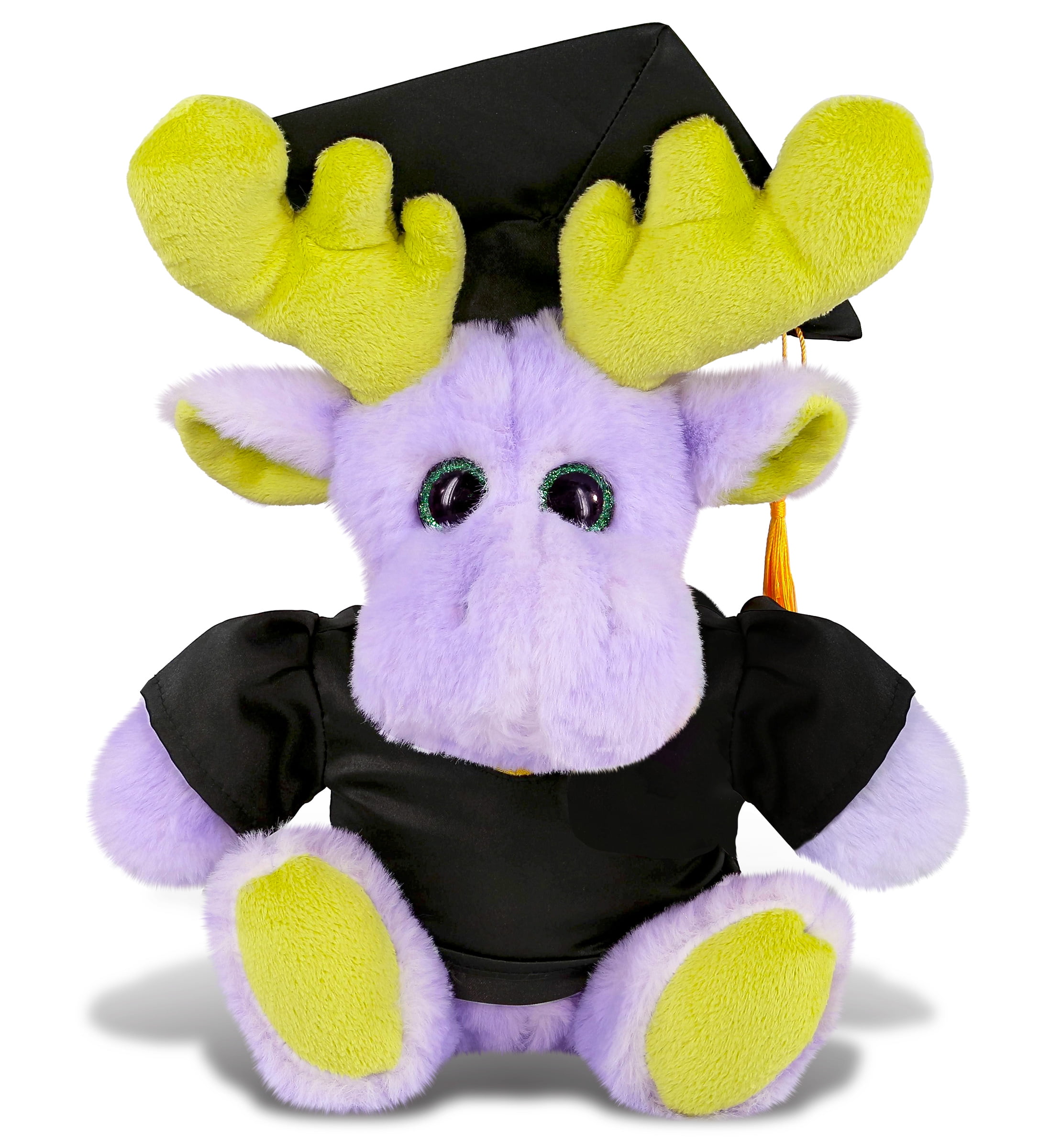 DolliBu Sitting Purple Moose Graduation Plush Toy - Super Soft Moose ...