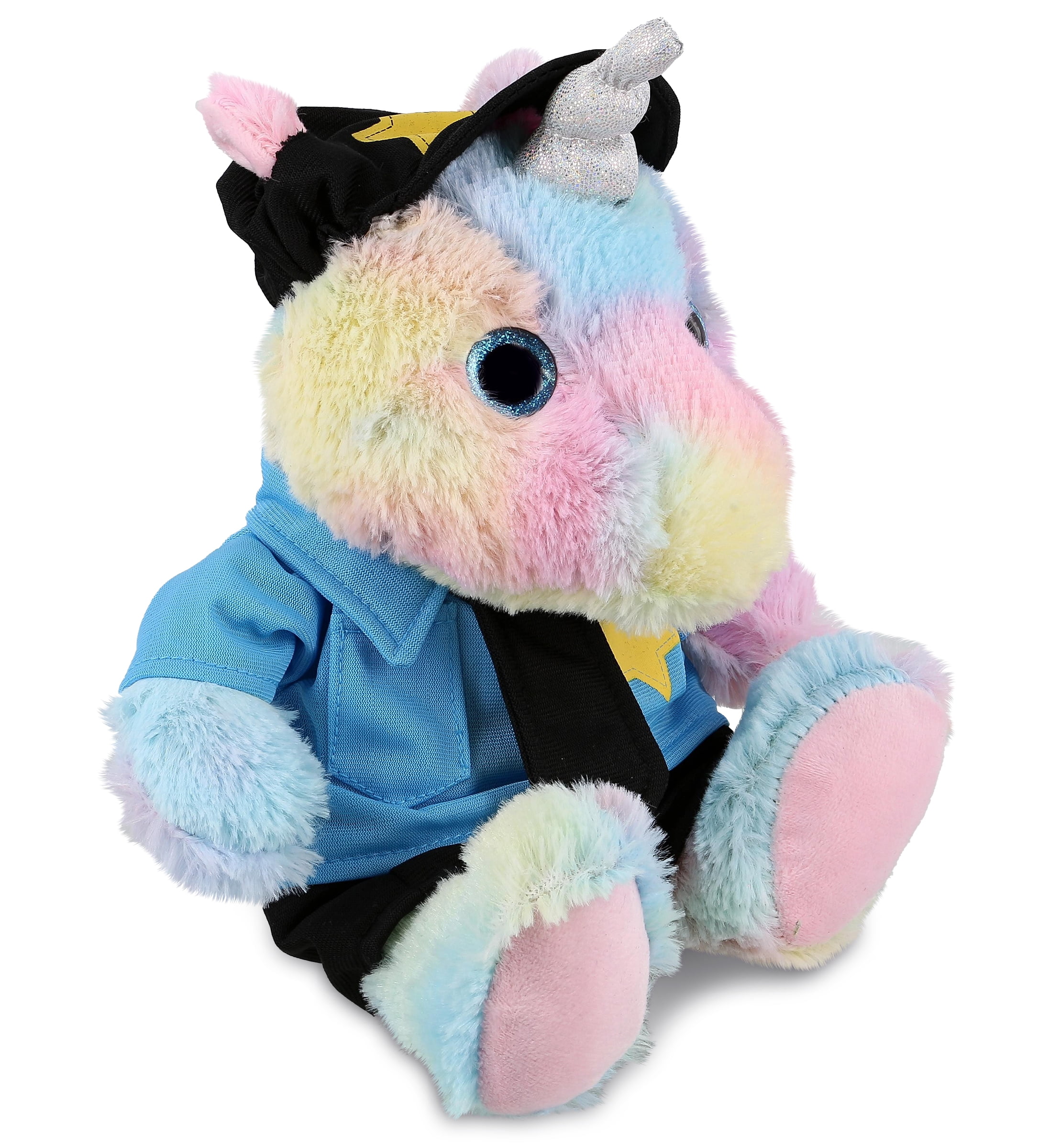 DolliBu Sitting Rainbow Unicorn Police Officer Plush Toy - Super Soft ...