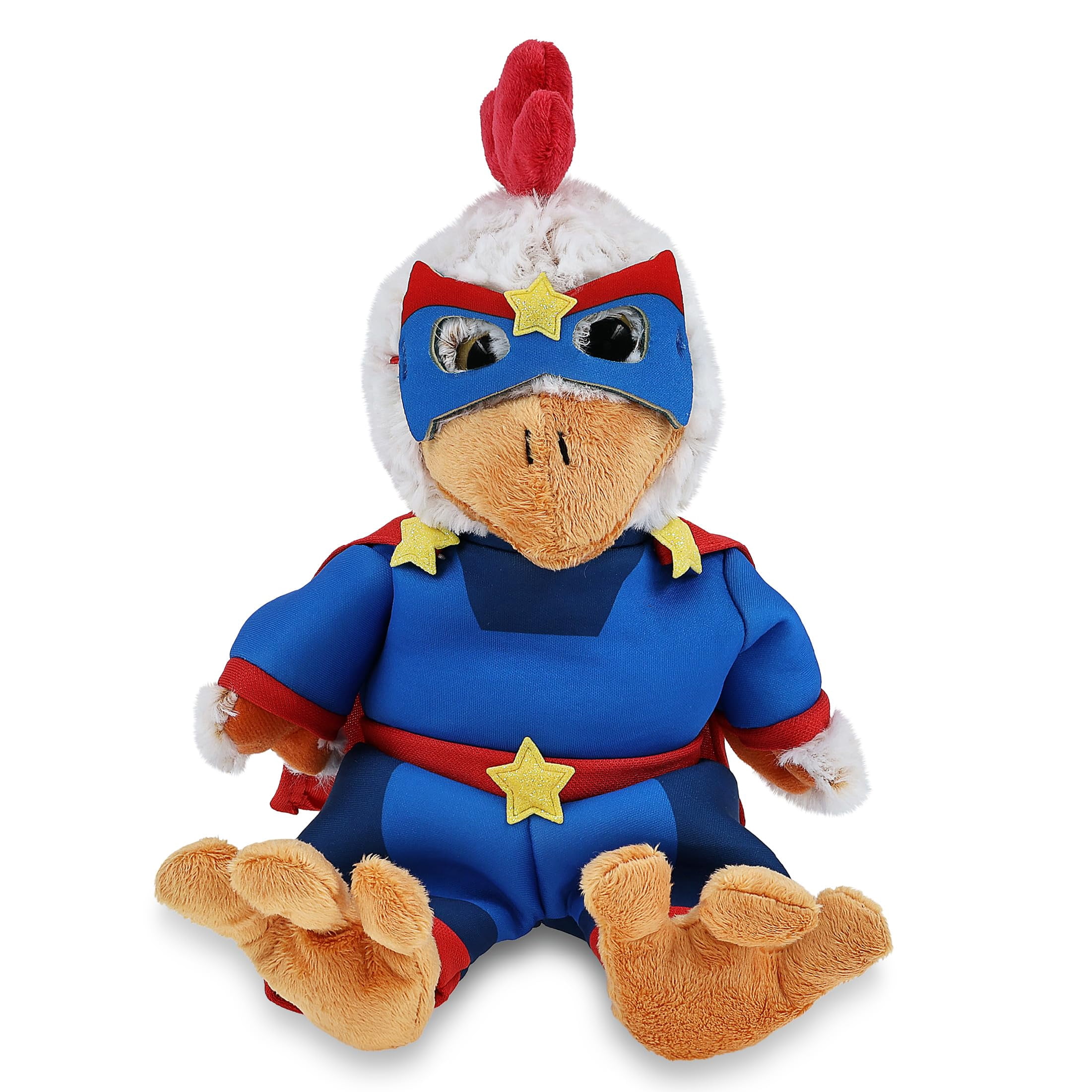DolliBu Sitting Rooster Plush Stuffed Animal with Superhero Costume ...