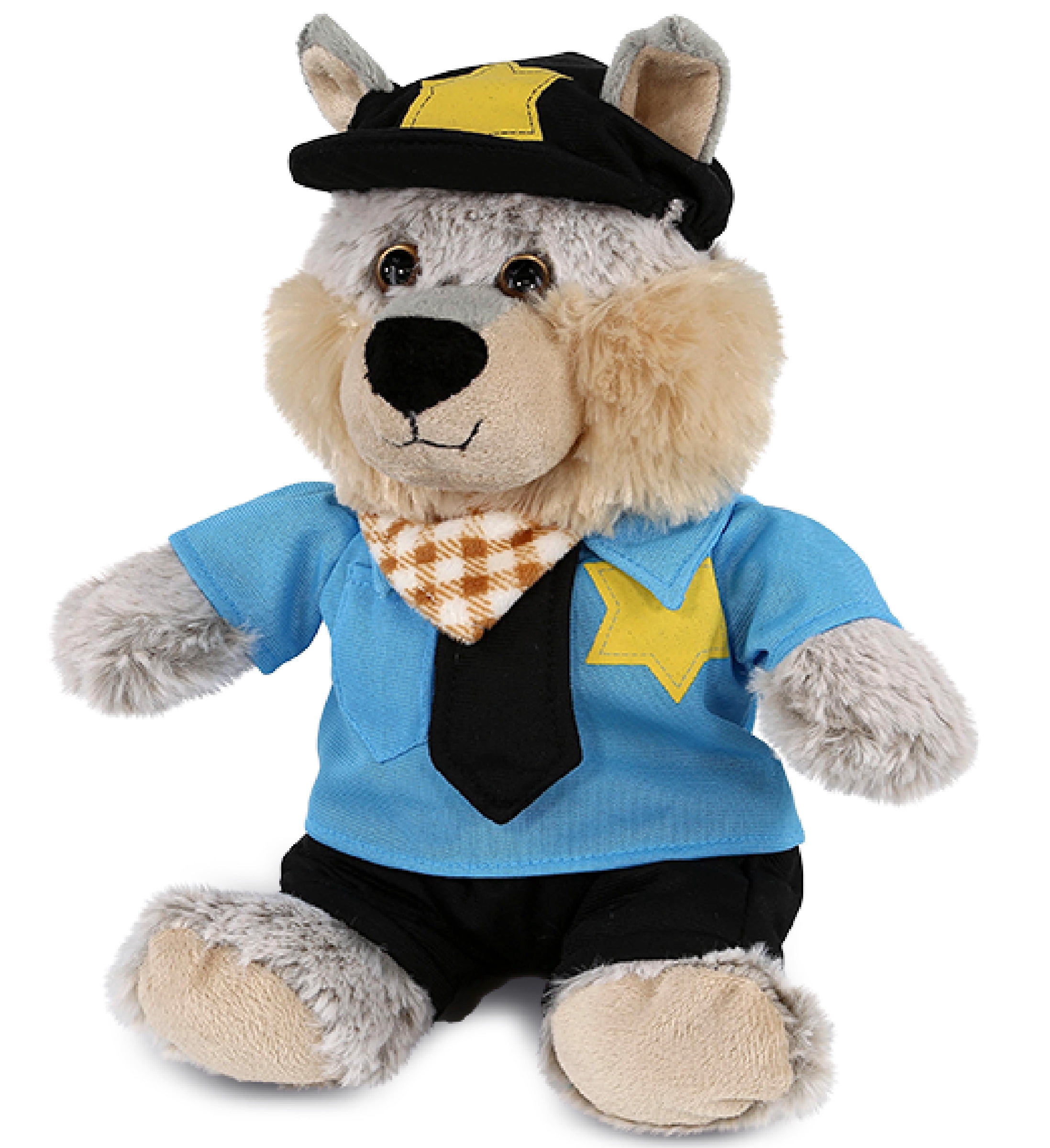 DolliBu Sitting Wolf Police Officer Plush Toy - Super Soft Wolf Cop ...
