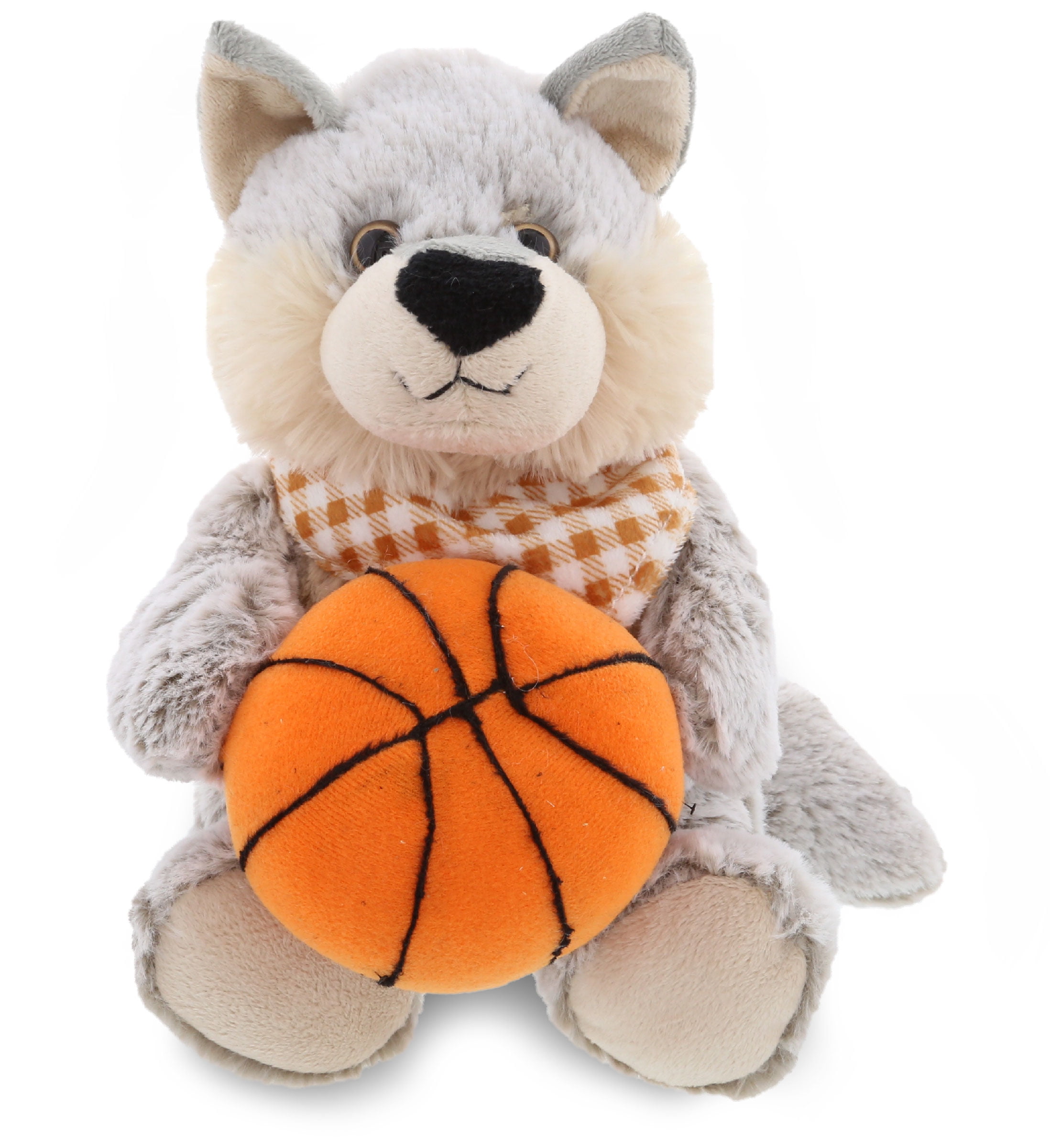 DolliBu Sitting Wolf Stuffed Animal with Basketball Plush - Soft Plush ...