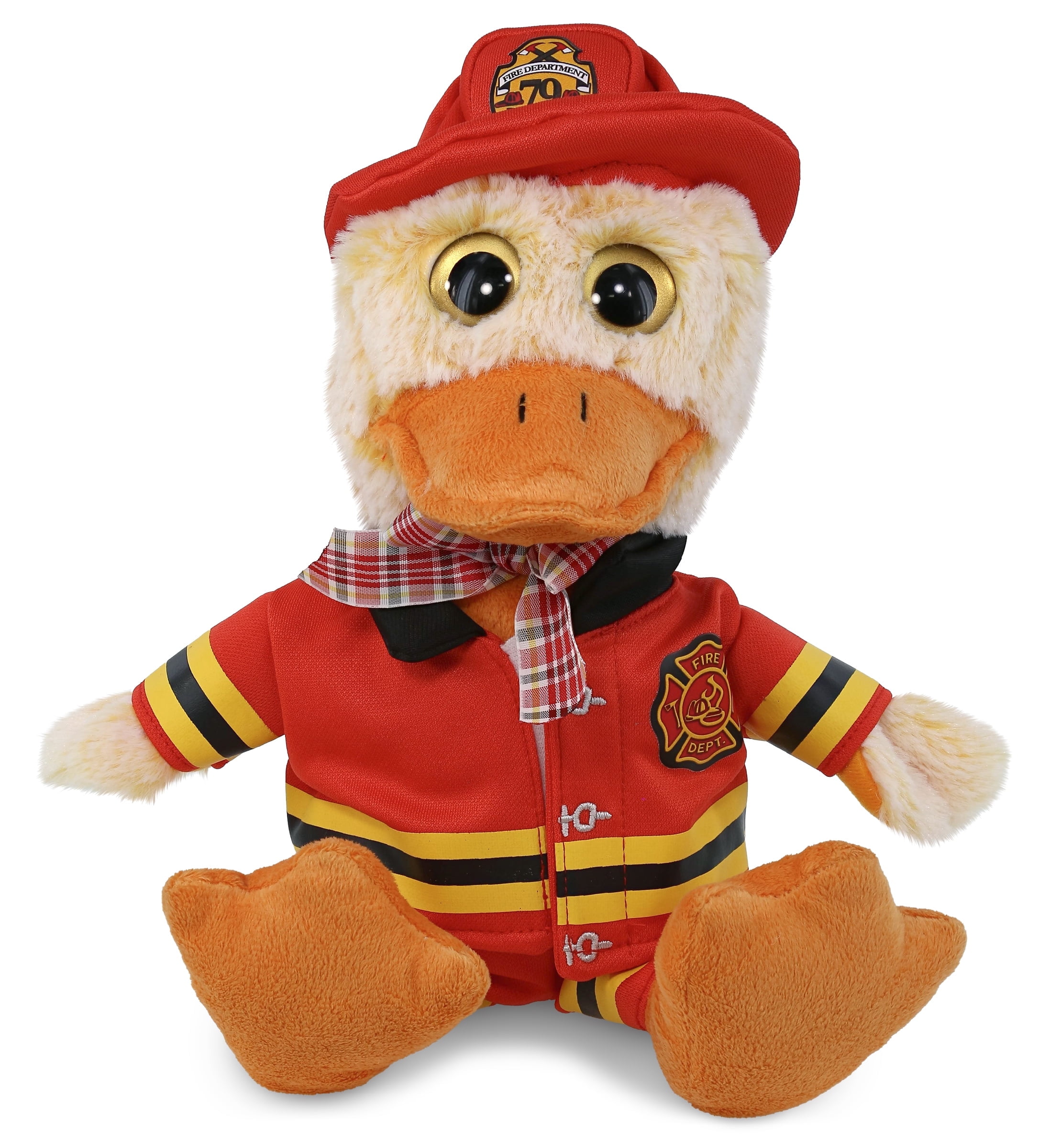 DolliBu Sitting Yellow Duck Firefighter Stuffed Animal - Super Soft ...